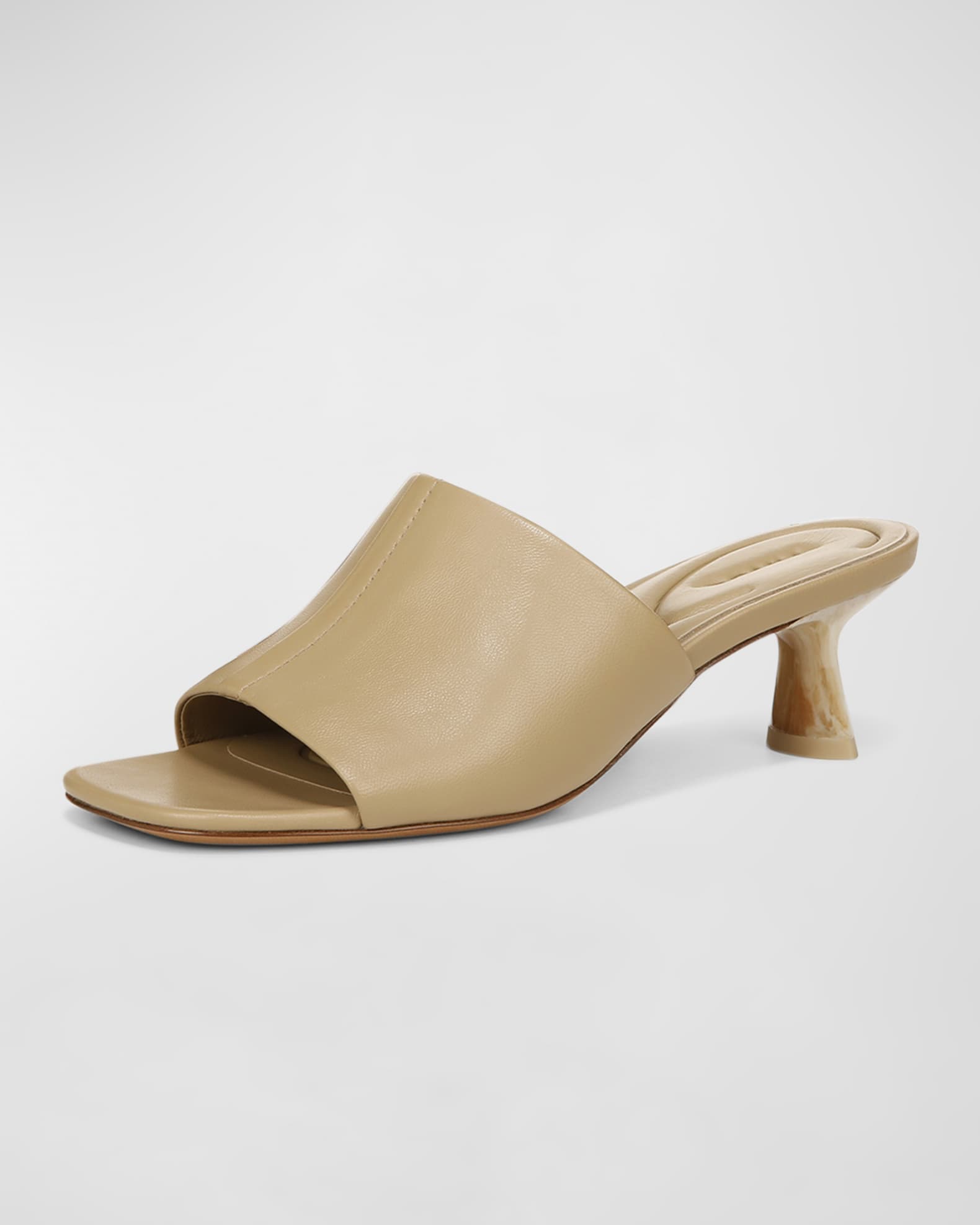Vince Palmar Leather Kitten-Heel Mule Sandals | Neiman Marcus
