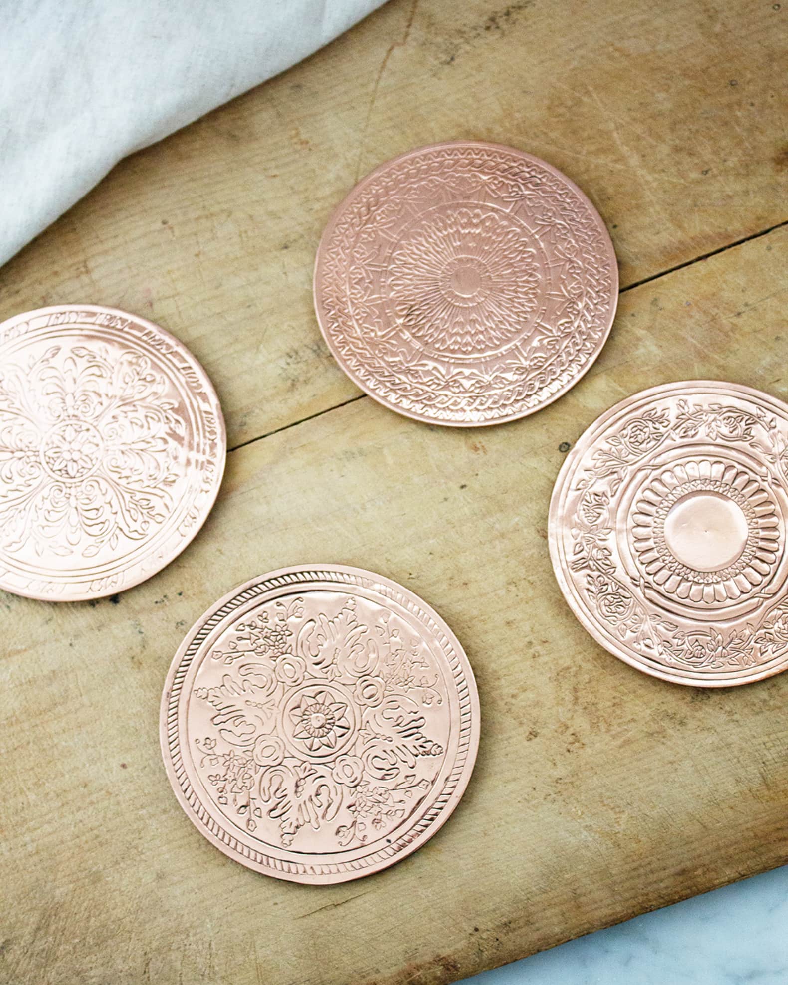 Coppermill Kitchen Vintage-Inspired Copper Coasters, Set of 4 | Neiman ...
