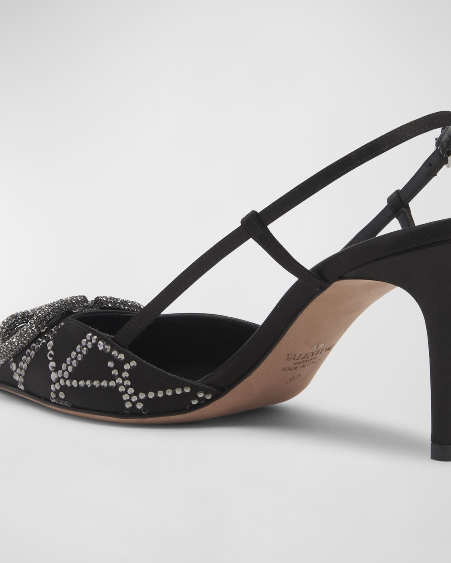Valentino Garavani VLogo Studded Evening Slingback Pumps | Neiman Marcus