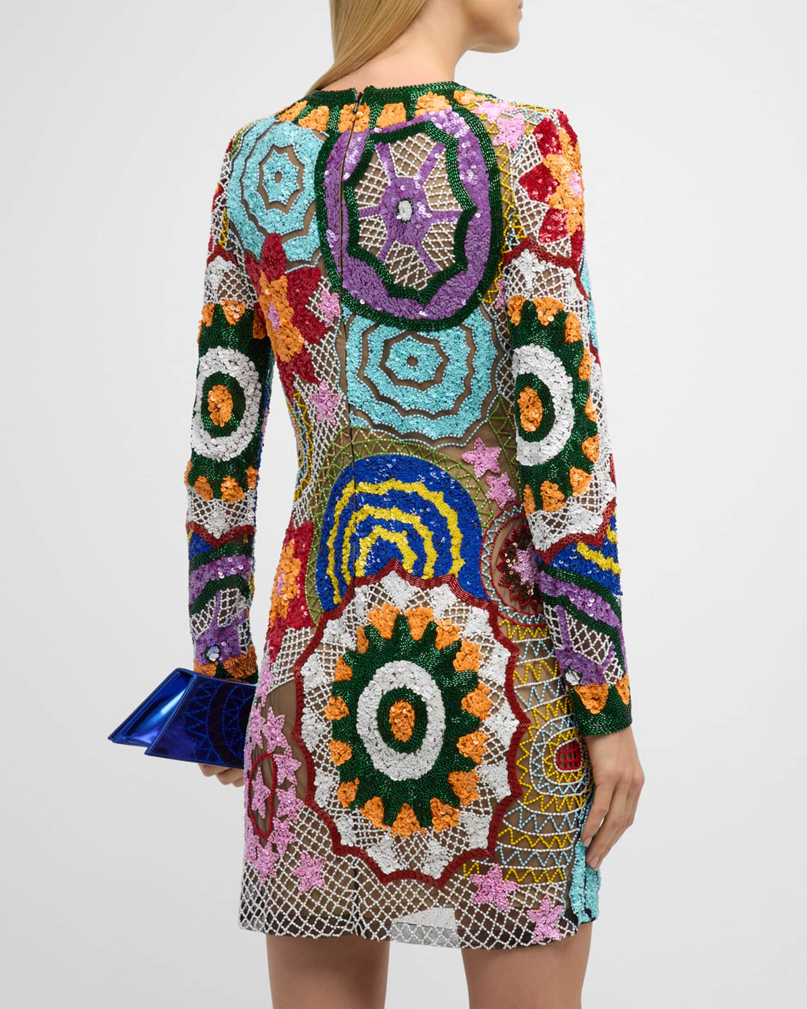 Naeem Khan Embroidered Pattern Beaded Cocktail Dress | Neiman Marcus