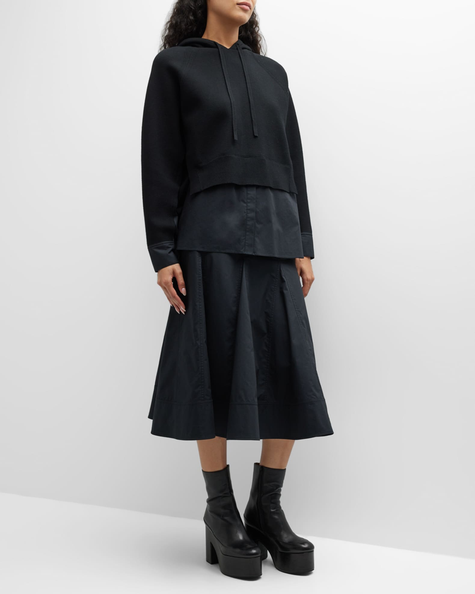 3.1 Phillip Lim Combo A-Line Midi Skirt | Neiman Marcus