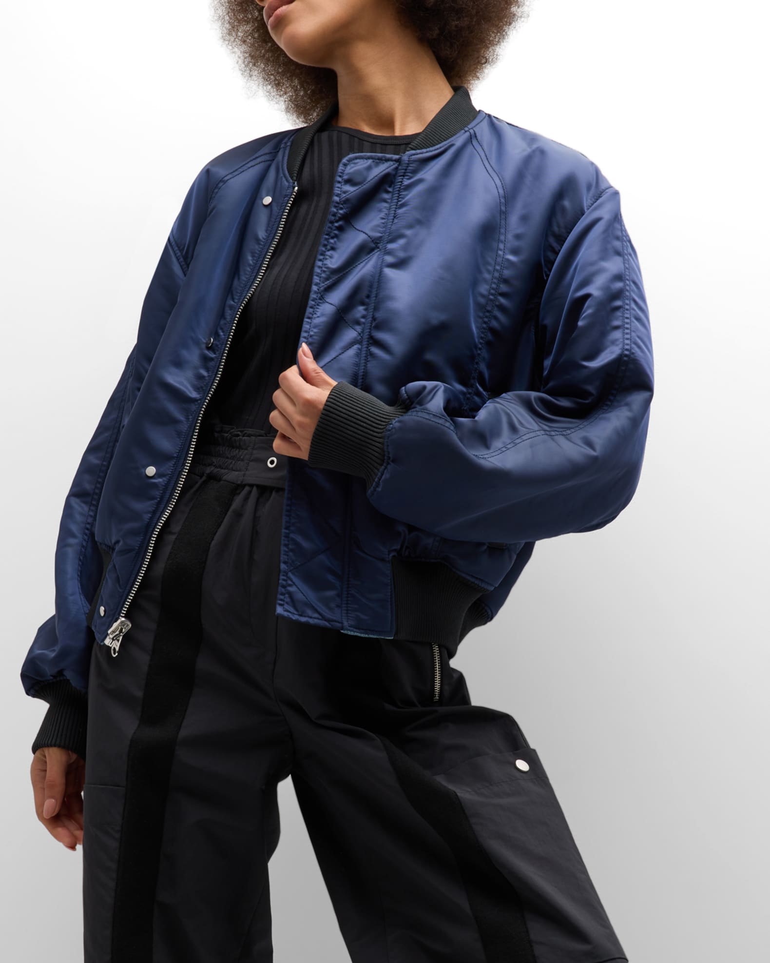 3.1 Phillip Lim Multi-Tone Denim Reversible Bomber Jacket | Neiman Marcus