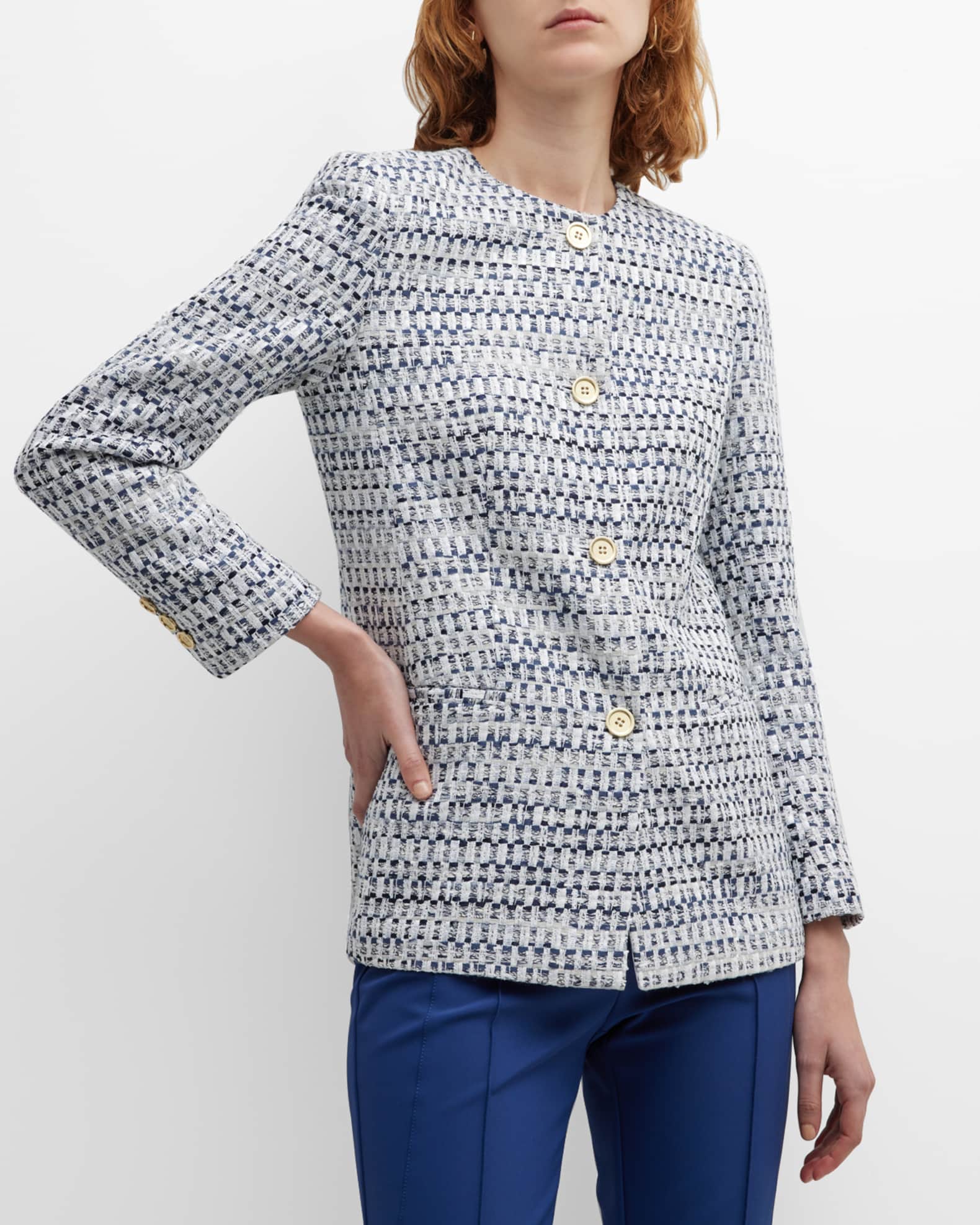 Lafayette 148 New York Tailored Button-Down Tweed Jacket | Neiman Marcus