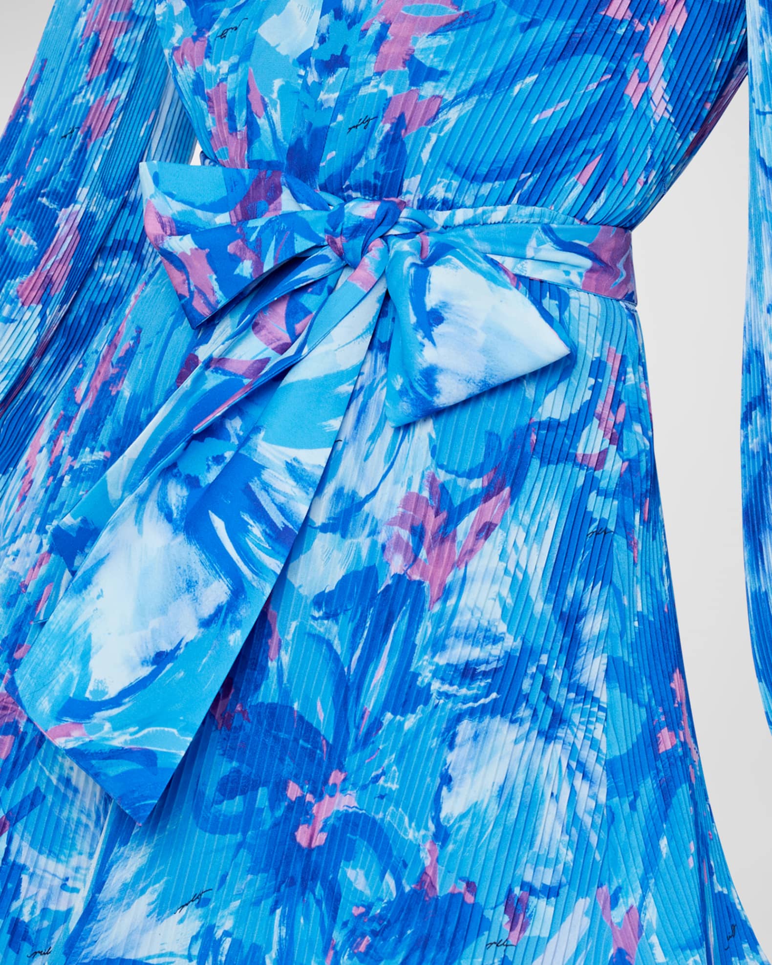 Milly Liv Pleated Floral-Print Mini Dress | Neiman Marcus