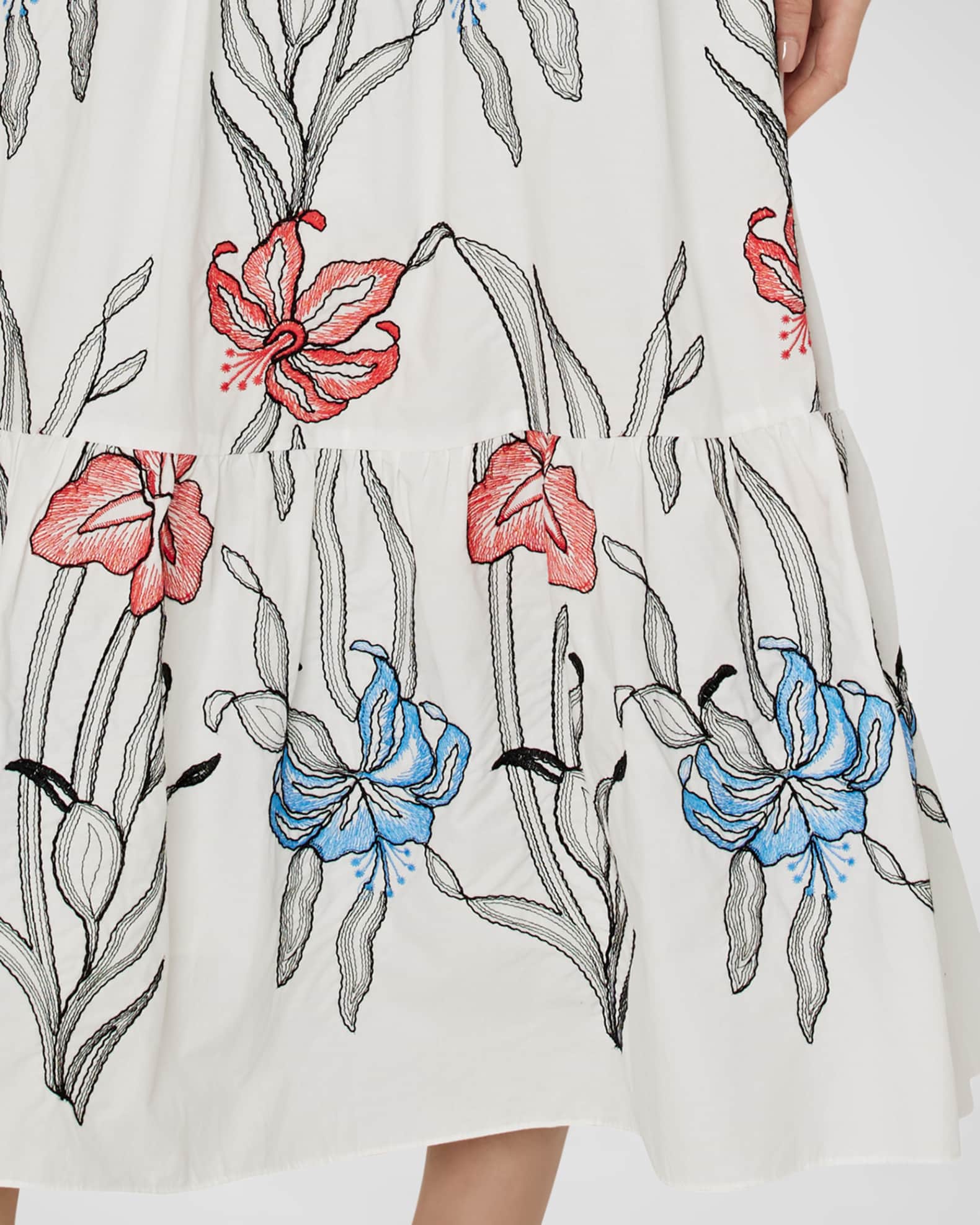 Milly Hayden Floral-Embroidered Halter Midi Dress | Neiman Marcus