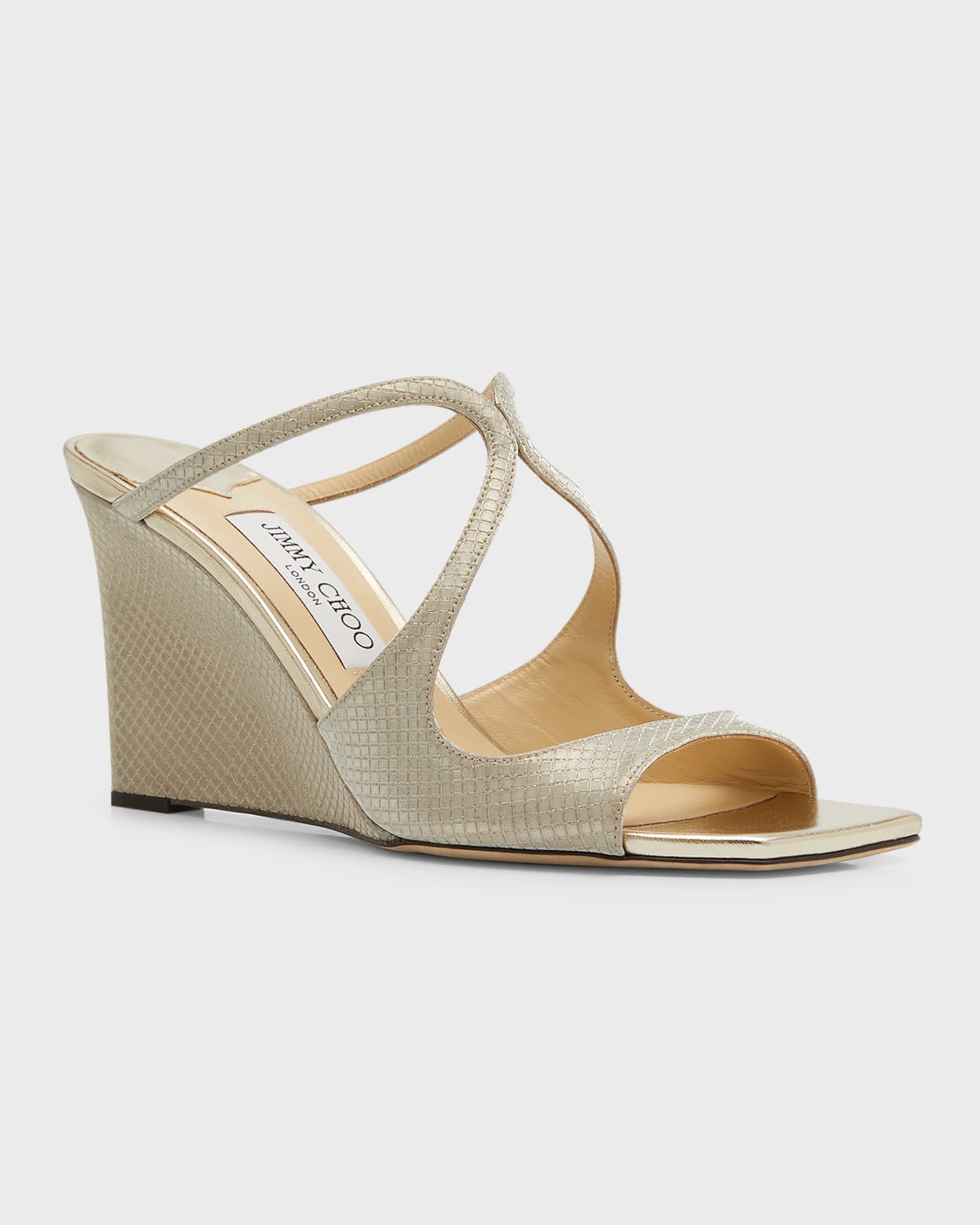 Jimmy Choo Anise Glitter Wedge Slide Sandals | Neiman Marcus