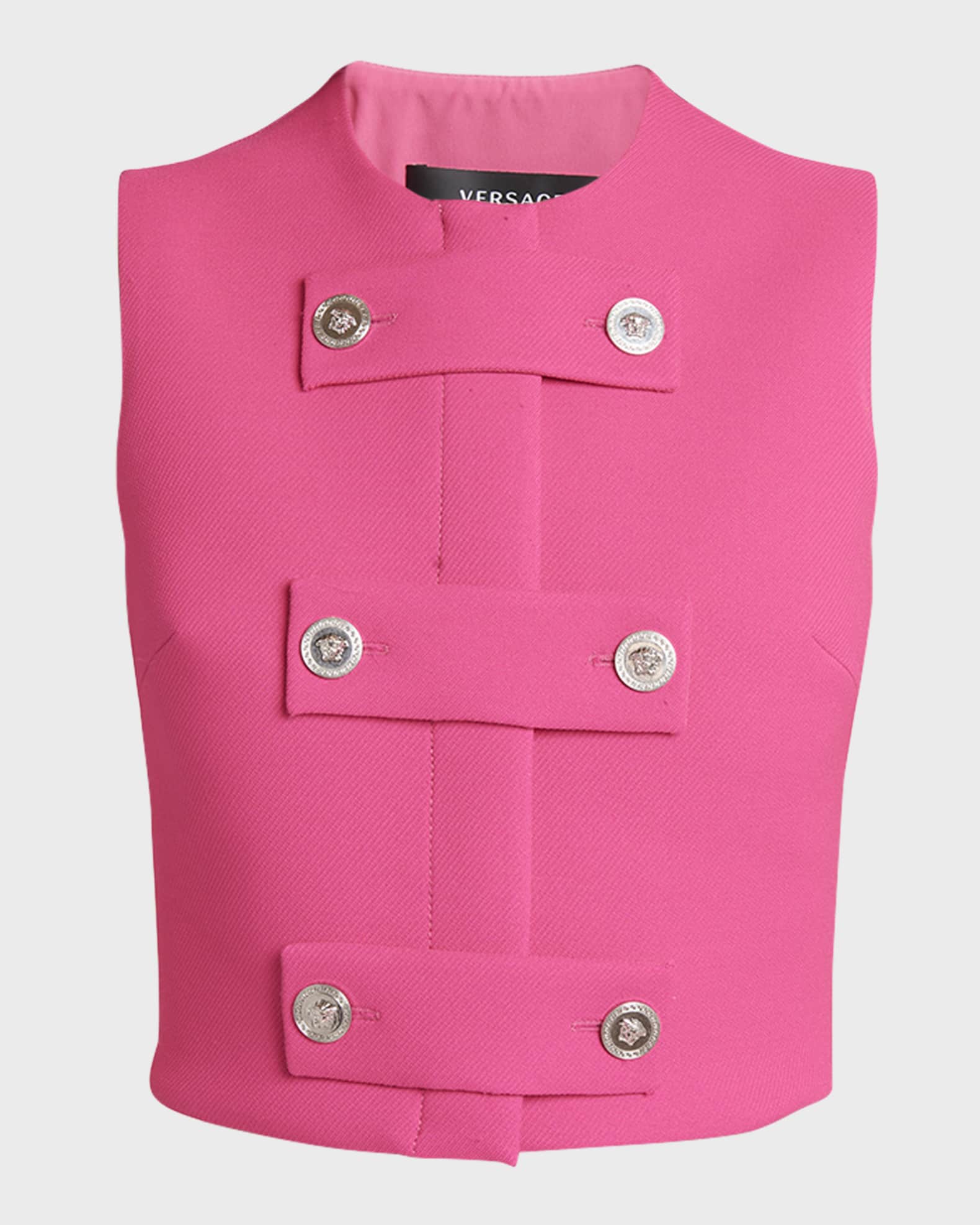 Versace Sleeveless Buttoned Crop Top | Neiman Marcus