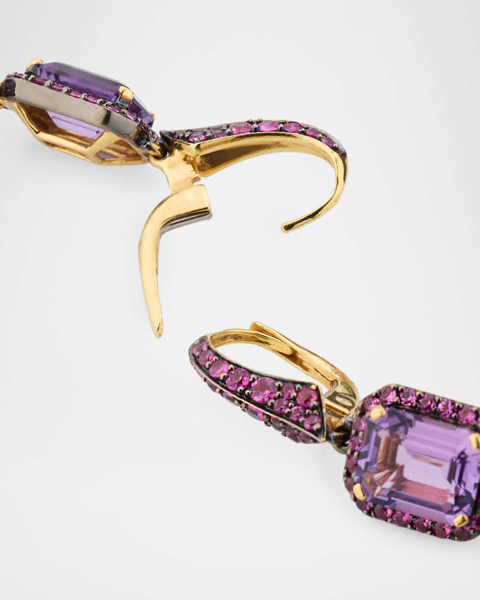 Goshwara 18K Rainforest Amethyst and Pink Sapphire Emerald-Cut Earrings ...