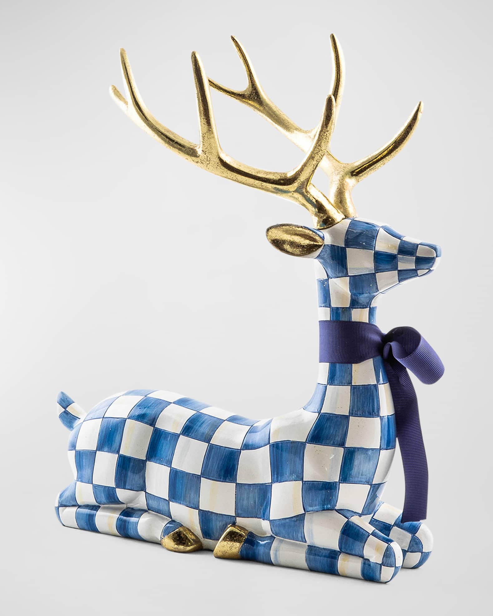 MacKenzie-Childs Royal Check Resting Deer | Neiman Marcus