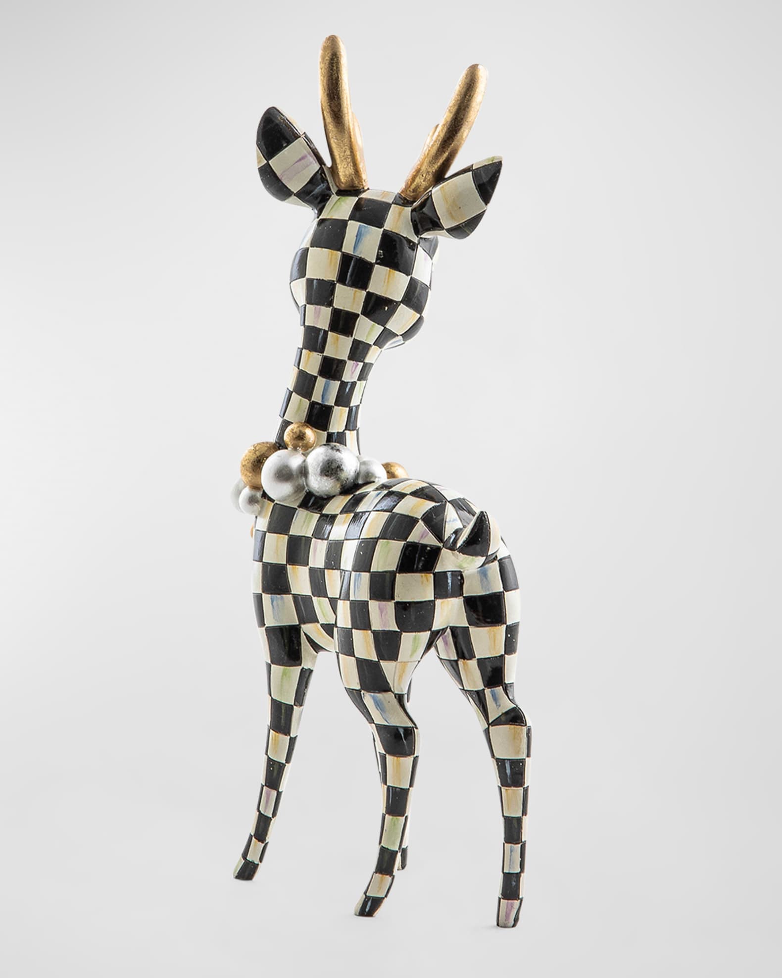 MacKenzie-Childs Courtly Check Gold Deary Deer | Neiman Marcus