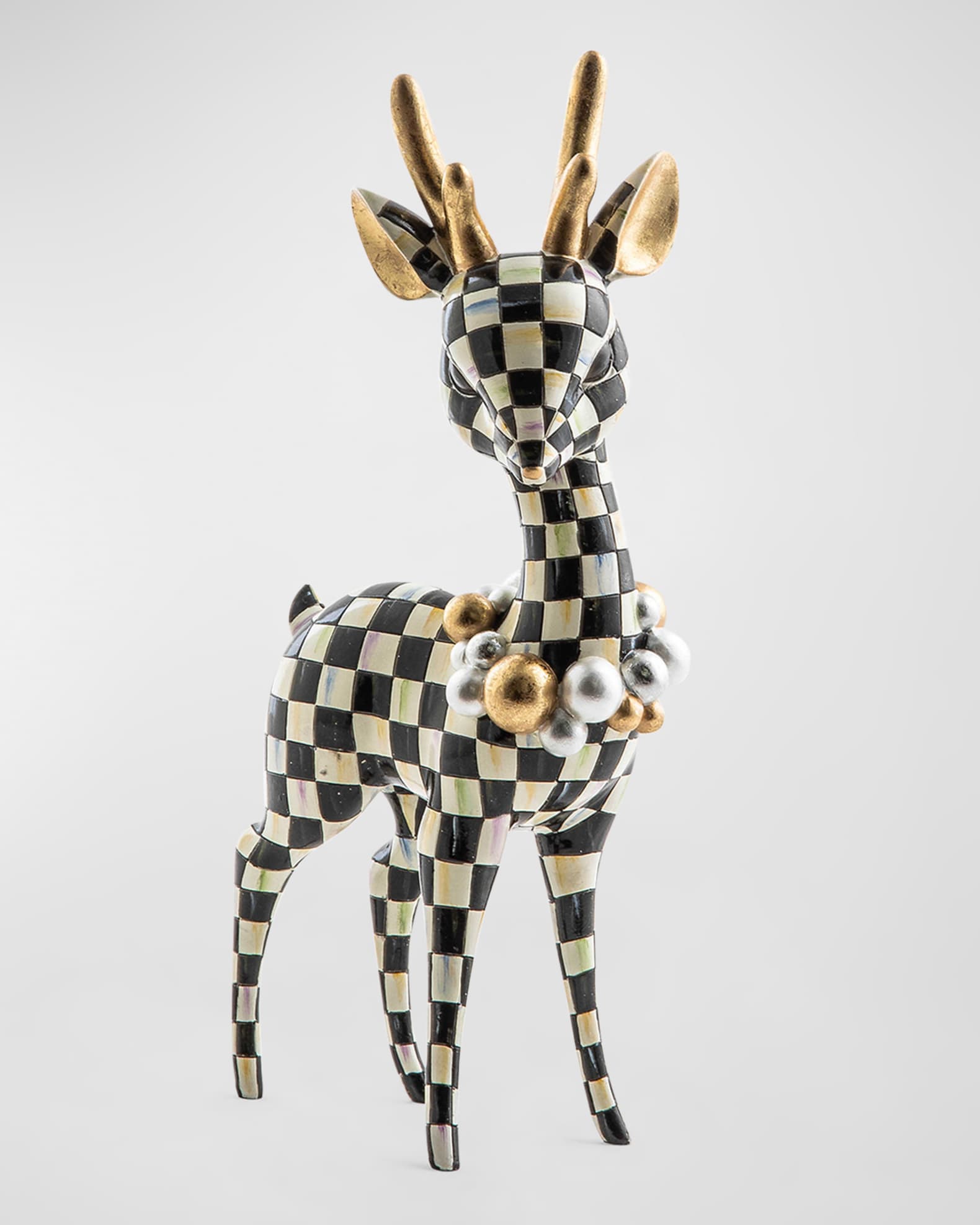 MacKenzie-Childs Courtly Check Gold Deary Deer | Neiman Marcus