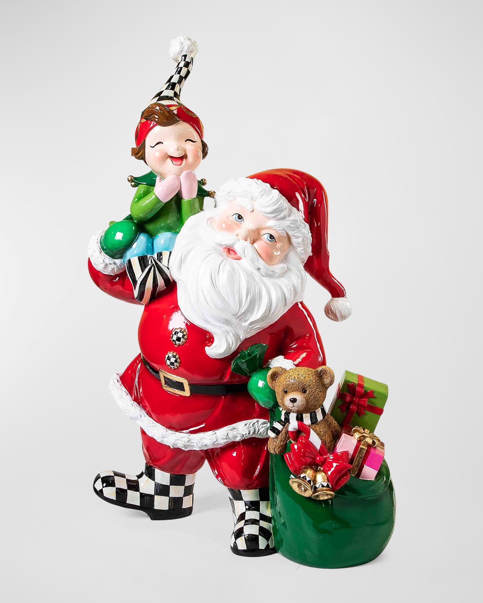 MacKenzie-Childs Granny Kitsch Trophy Santa and Elf | Neiman Marcus