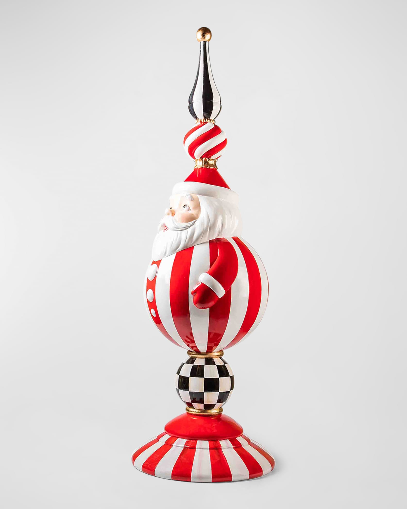 MacKenzie-Childs Peppermint Santa Trophy Finial | Neiman Marcus
