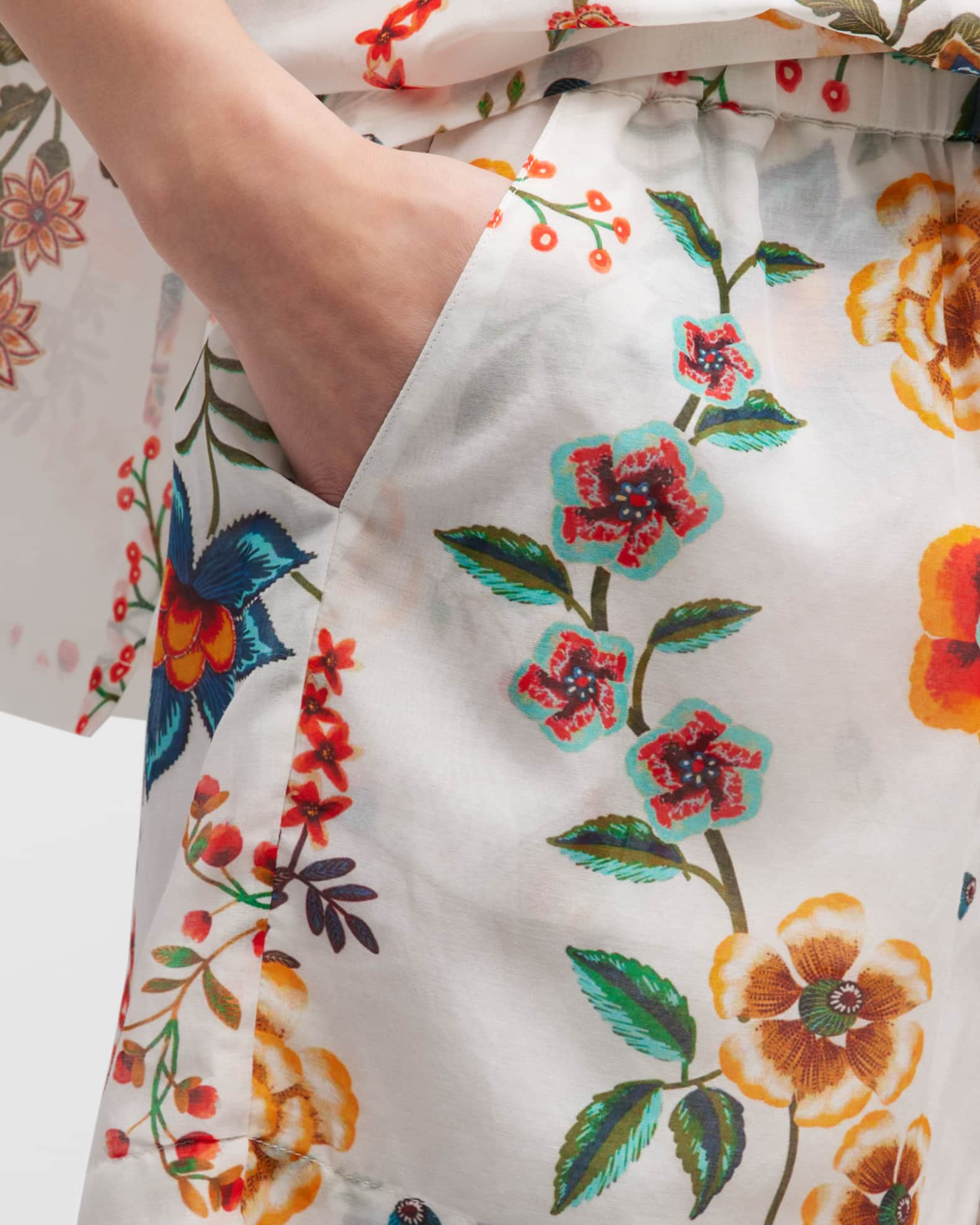 Johnny Was Ardella Floral Coverup Shorts | Neiman Marcus
