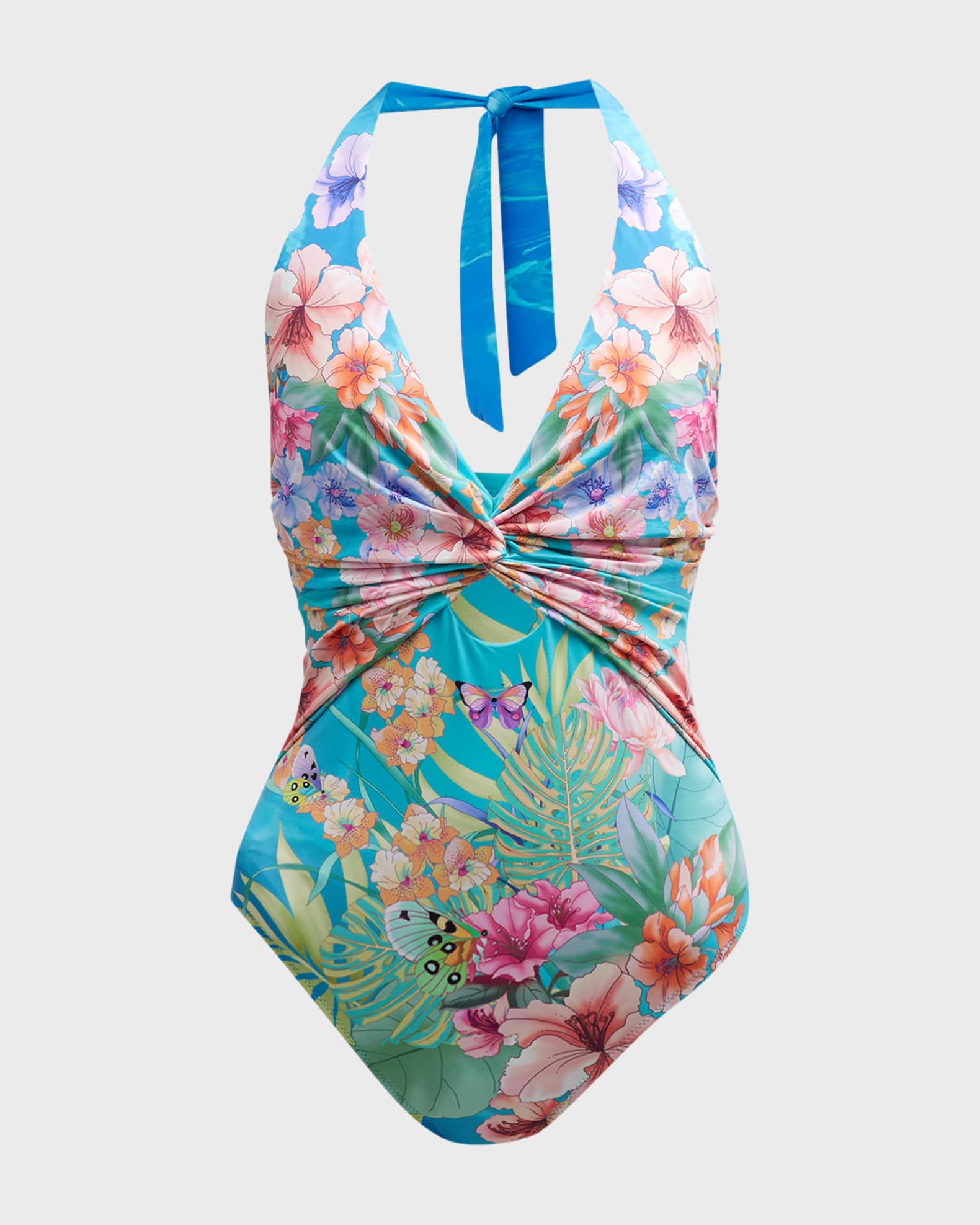 Johnny Was Twist Front Keyhole One Piece Swimsuit Neiman Marcus