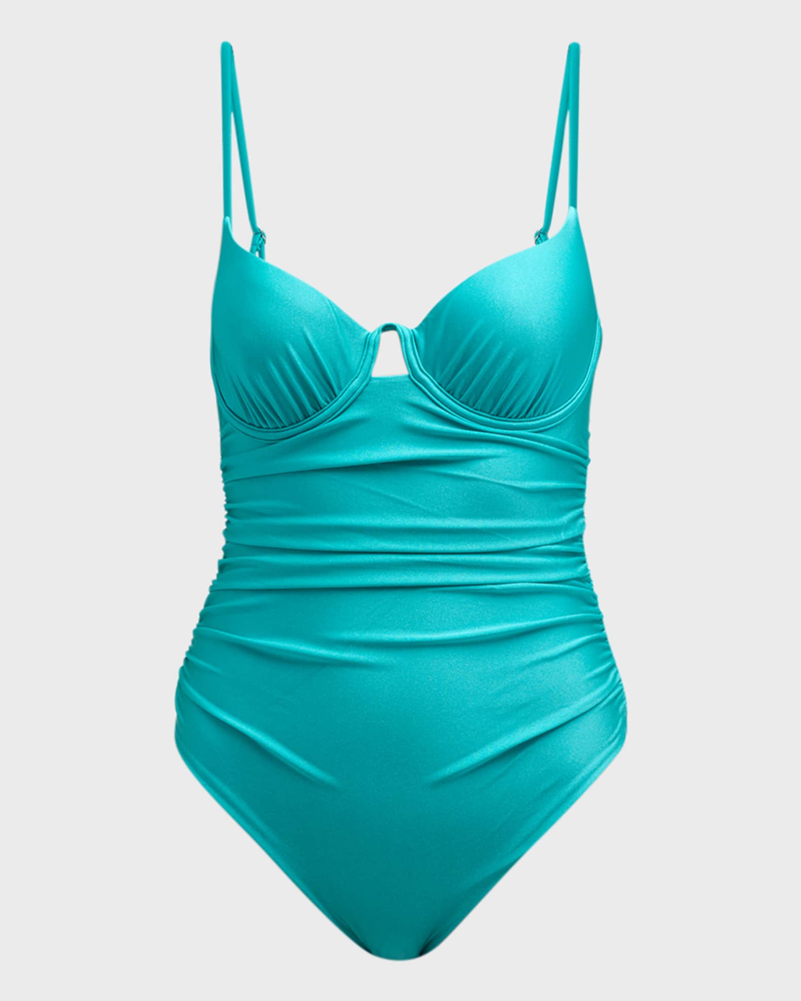 SIMKHAI Laine Satin Underwire One-Piece Swimsuit | Neiman Marcus