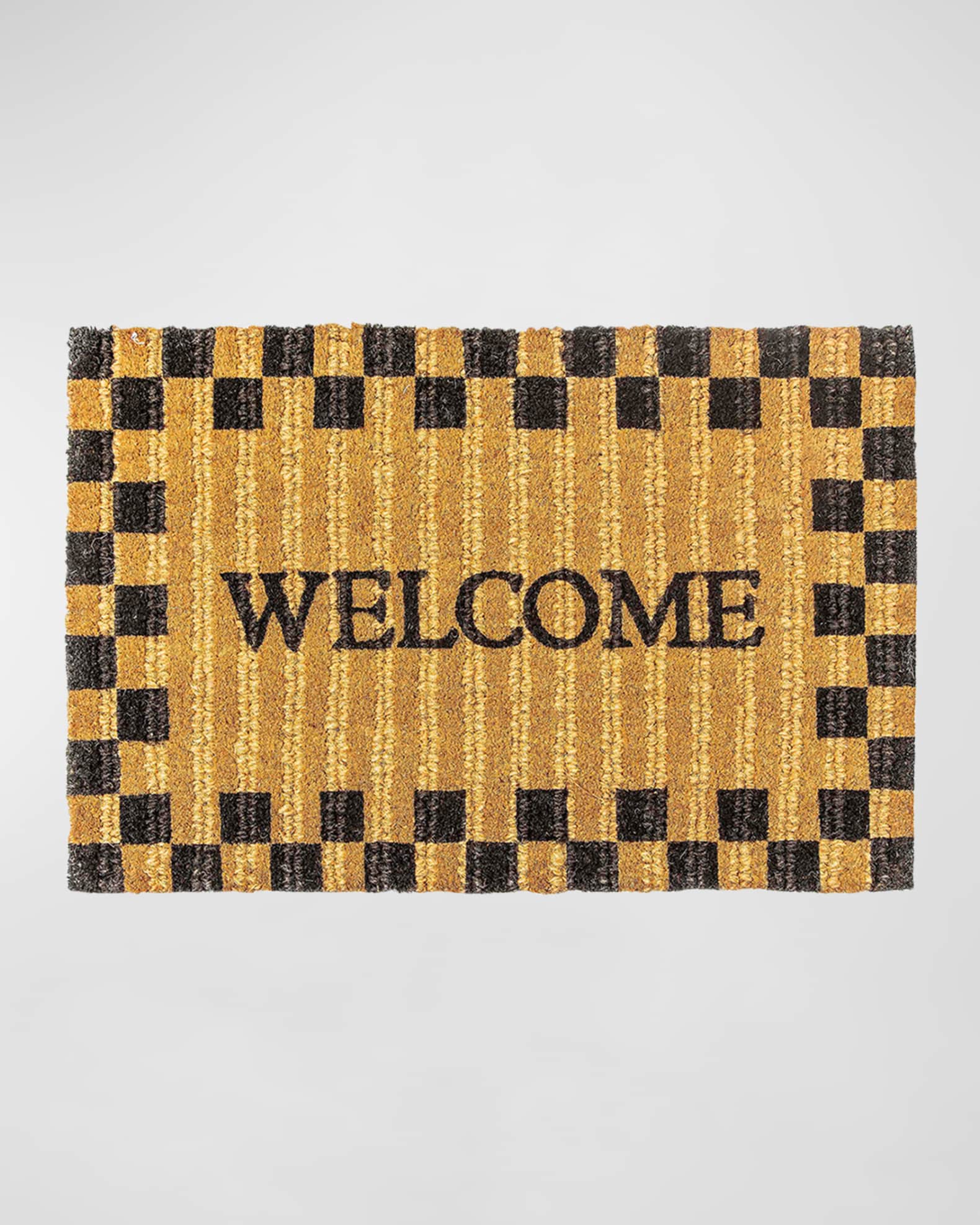 MacKenzie-Childs Welcome Checked Entrance Mat, 2x3 | Neiman Marcus