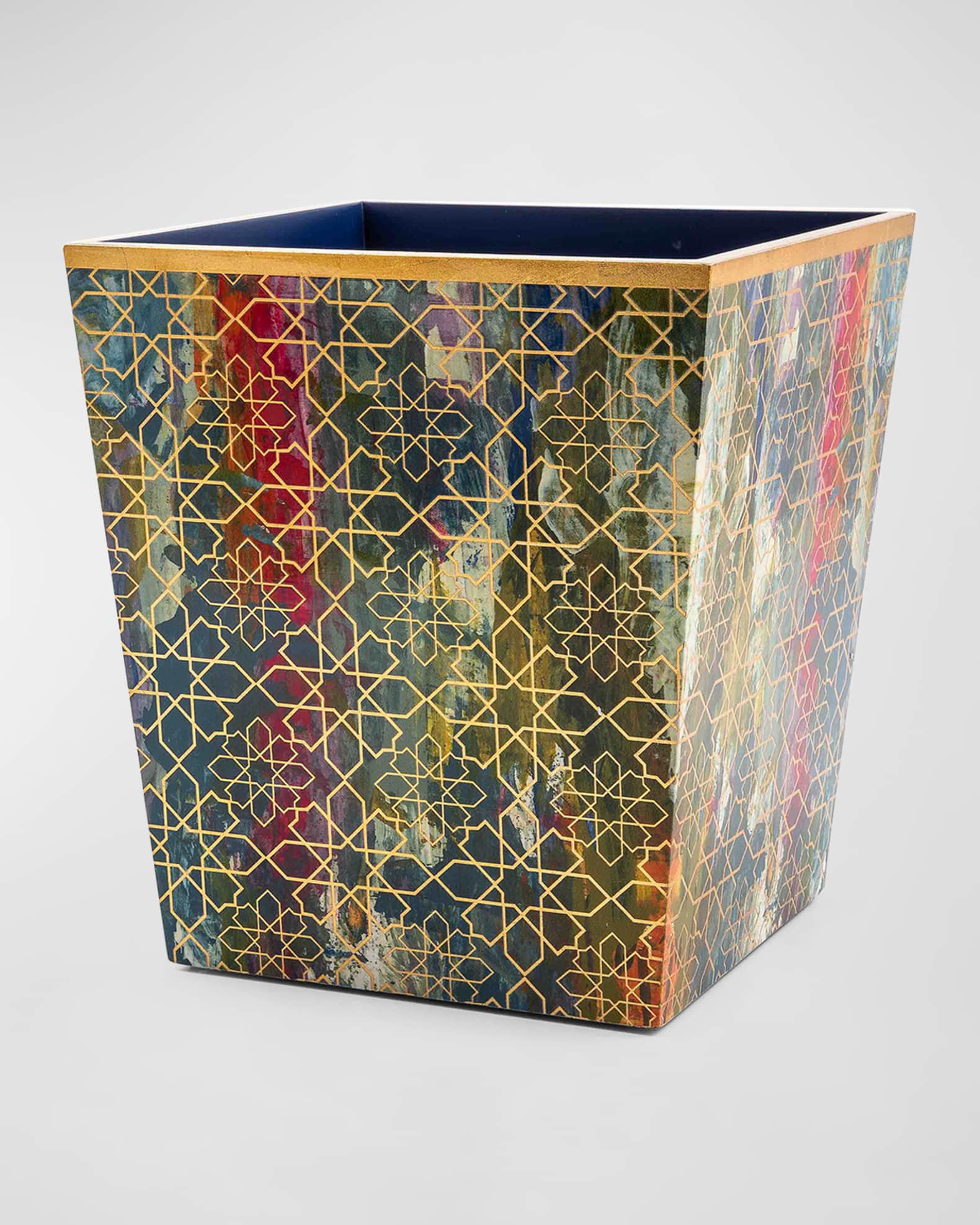 MacKenzie-Childs Mosaic Abstract Lacquer Waste Bin | Neiman Marcus