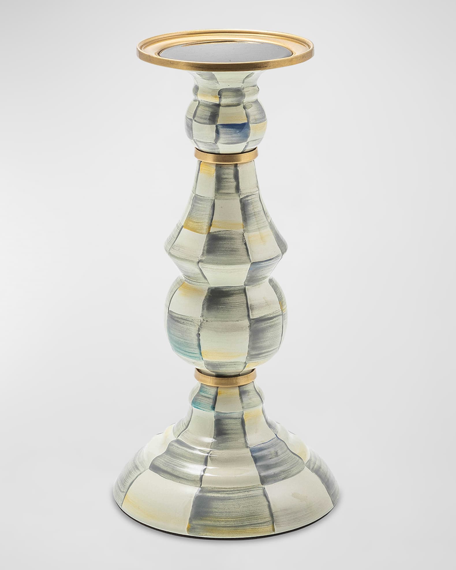 Sterling Check Enamel Pillar Candlestick Collection | Neiman Marcus