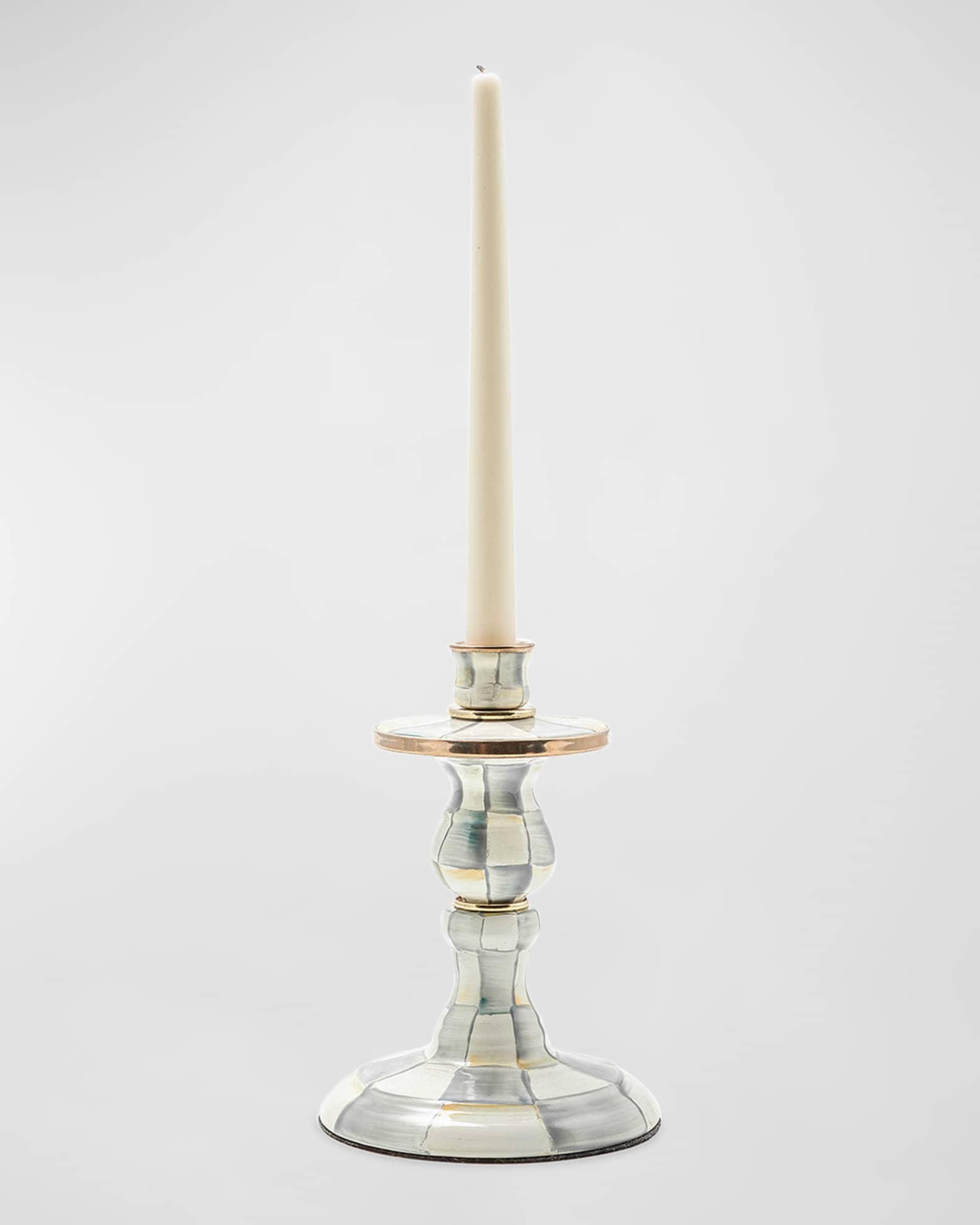 MacKenzie-Childs Sterling Check Enamel Candlestick | Neiman Marcus