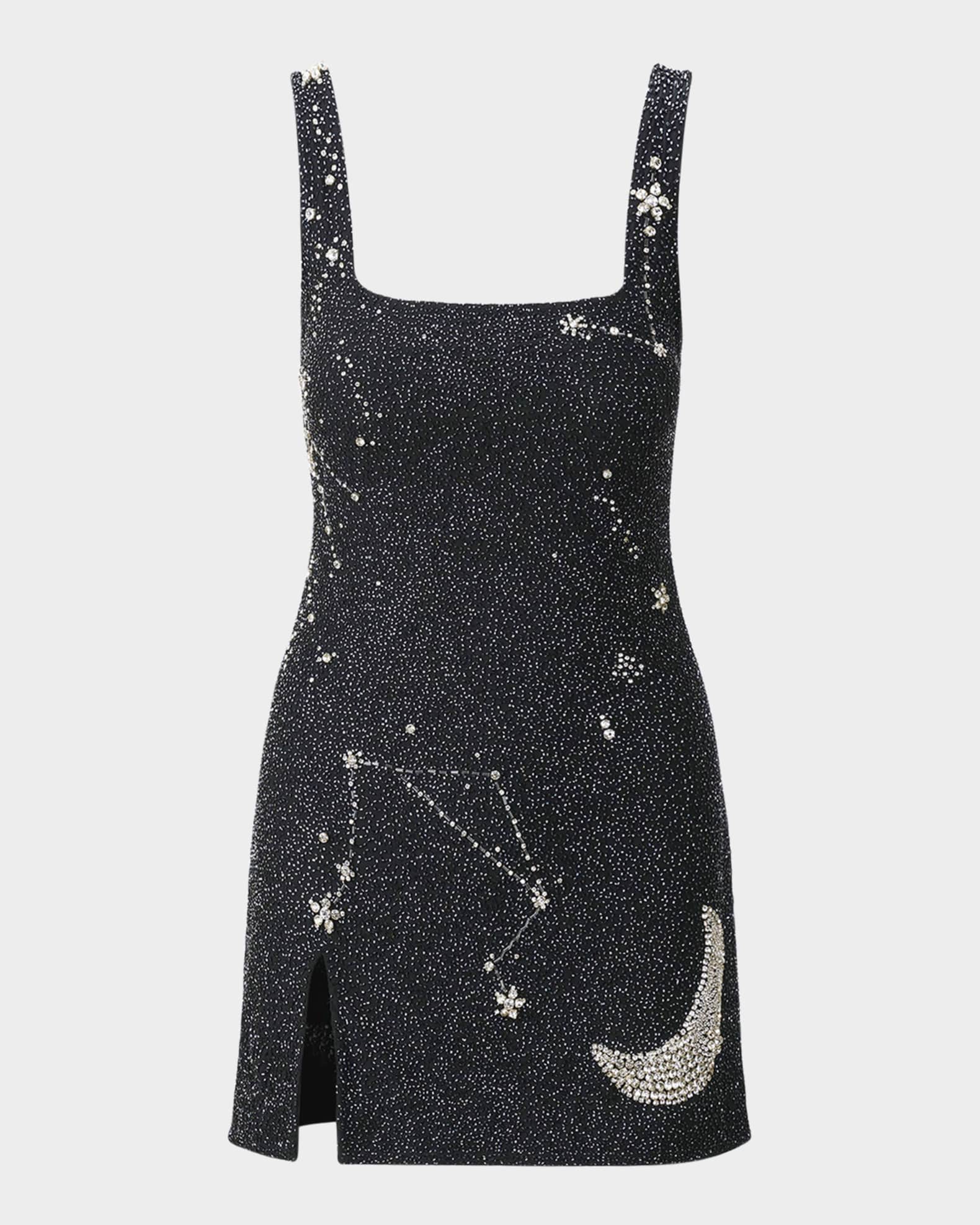 STAUD Le Sable Beaded Palm Mini Dress | Neiman Marcus