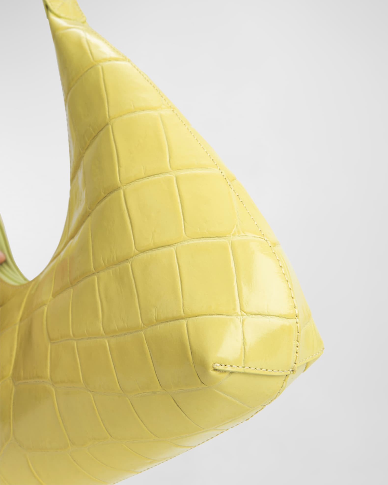 BY FAR Amber Maxi Croc-Embossed Leather Shoulder Bag | Neiman Marcus