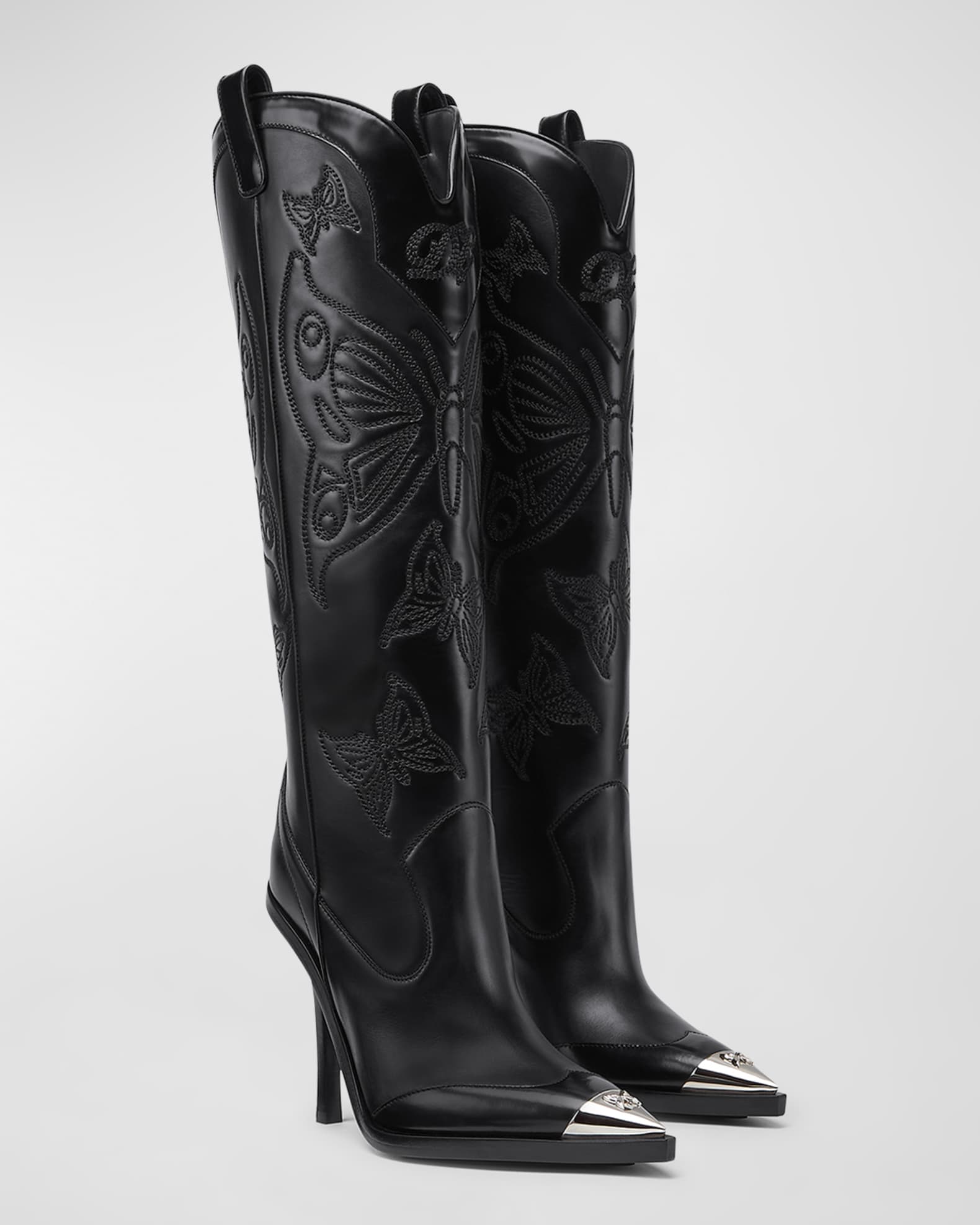 Versace Butterfly Leather Tall Western Boots | Neiman Marcus