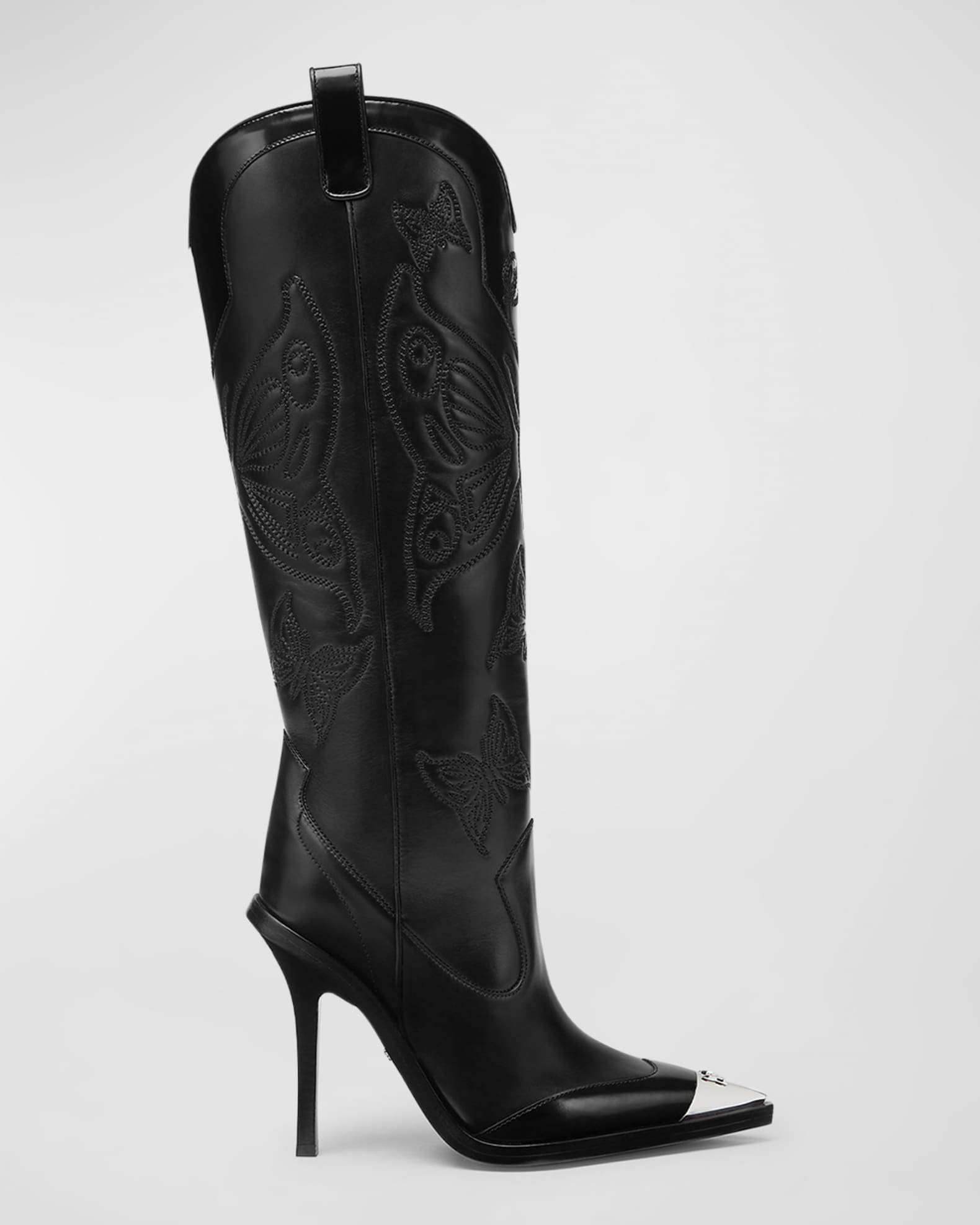 Versace Butterfly Leather Tall Western Boots | Neiman Marcus