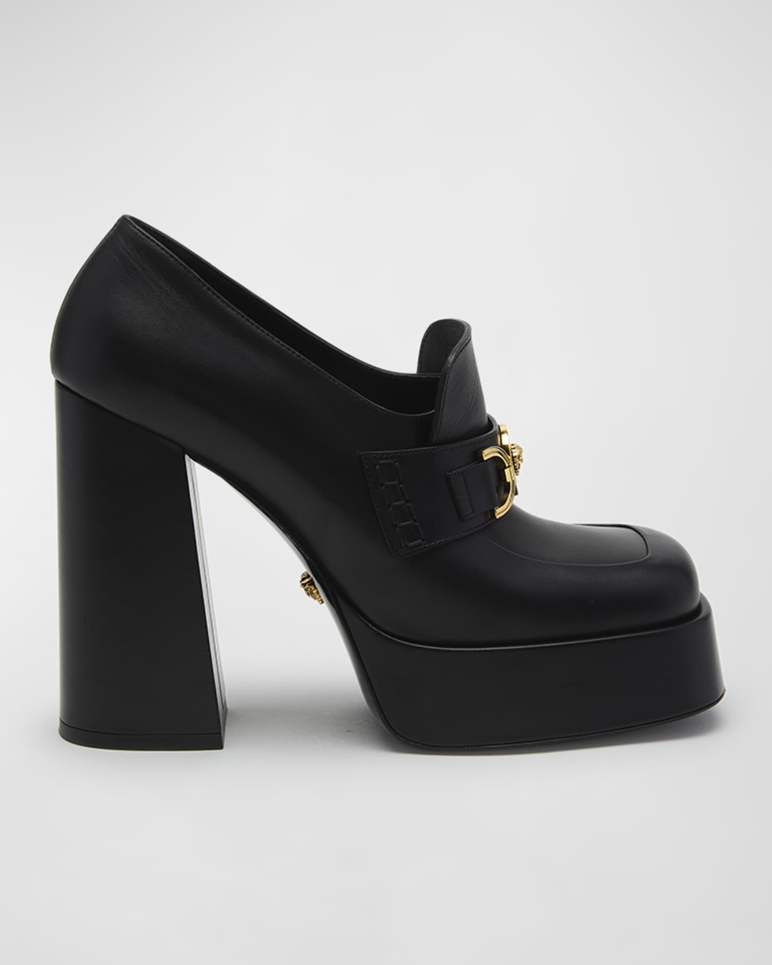 Versace Leather Medusa Chain Platform Loafers | Neiman Marcus