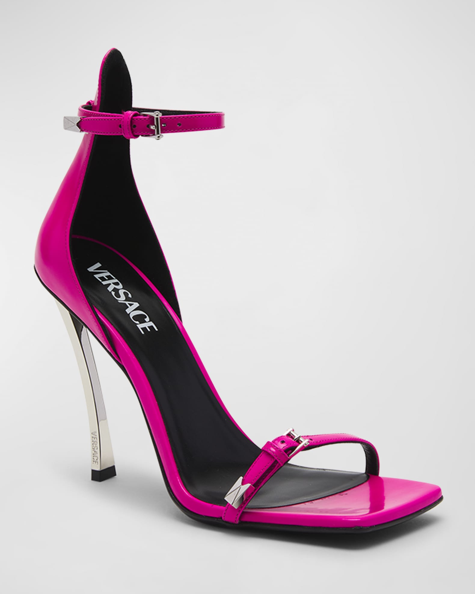 Versace Calfskin Ankle-Strap Stiletto Sandals | Neiman Marcus
