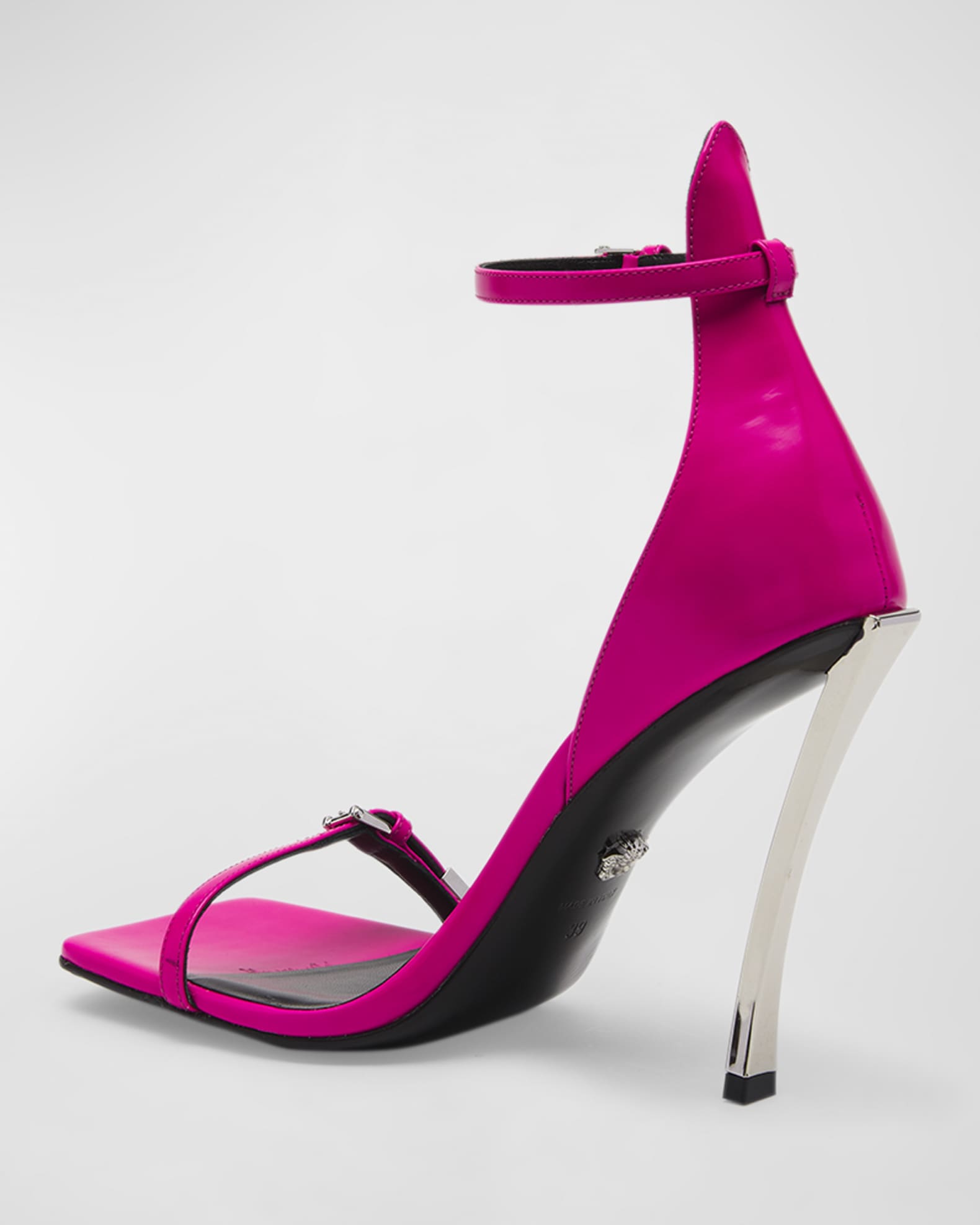 Versace Calfskin Ankle-Strap Stiletto Sandals | Neiman Marcus