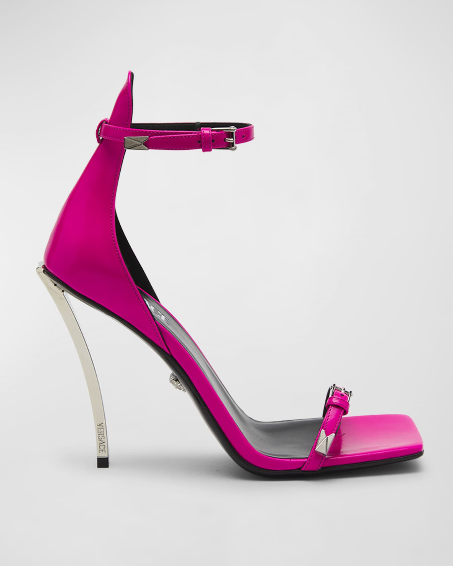 Versace Calfskin Ankle-Strap Stiletto Sandals | Neiman Marcus