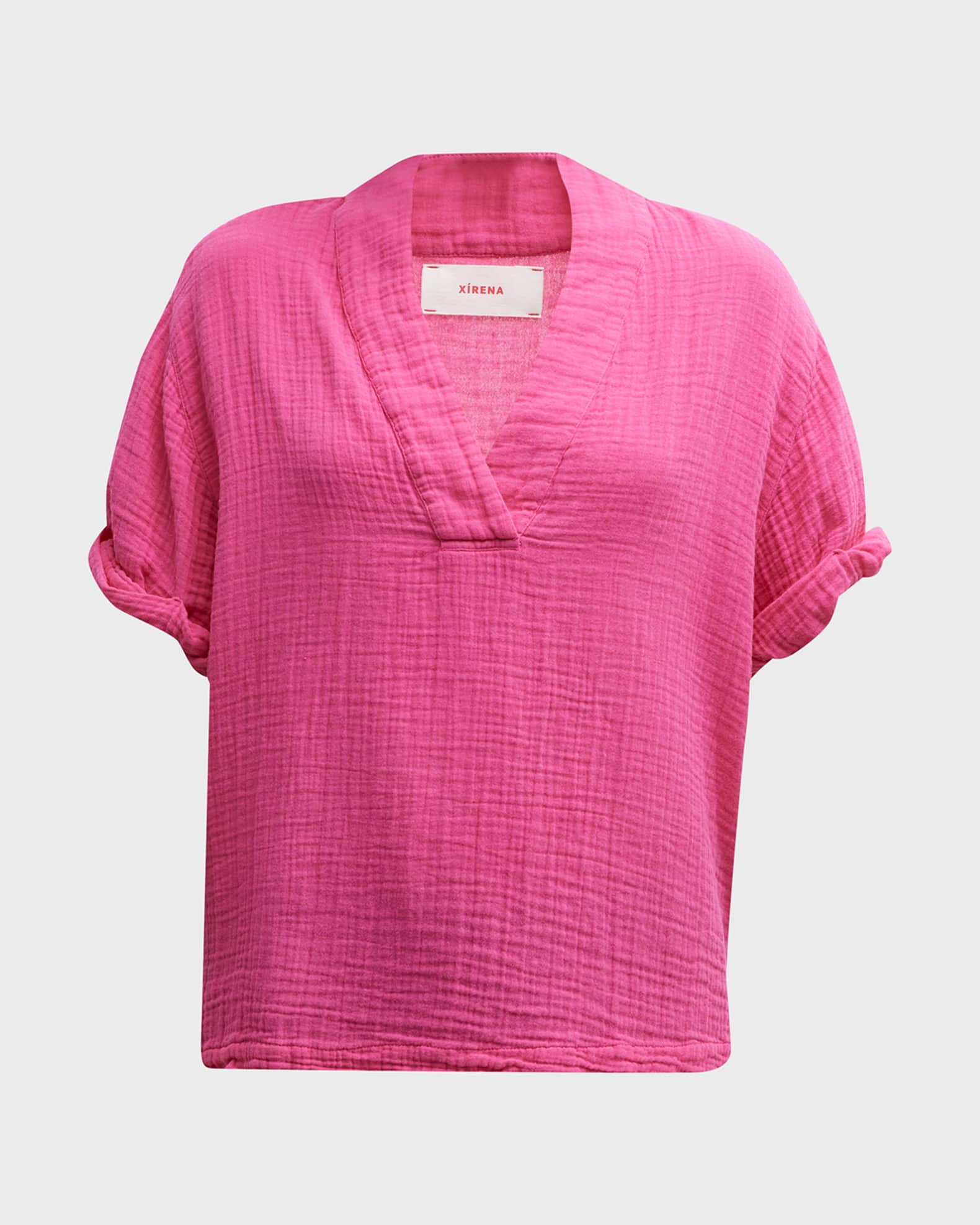 Xirena Avery Short-Sleeve V-Neck Gauze Top | Neiman Marcus