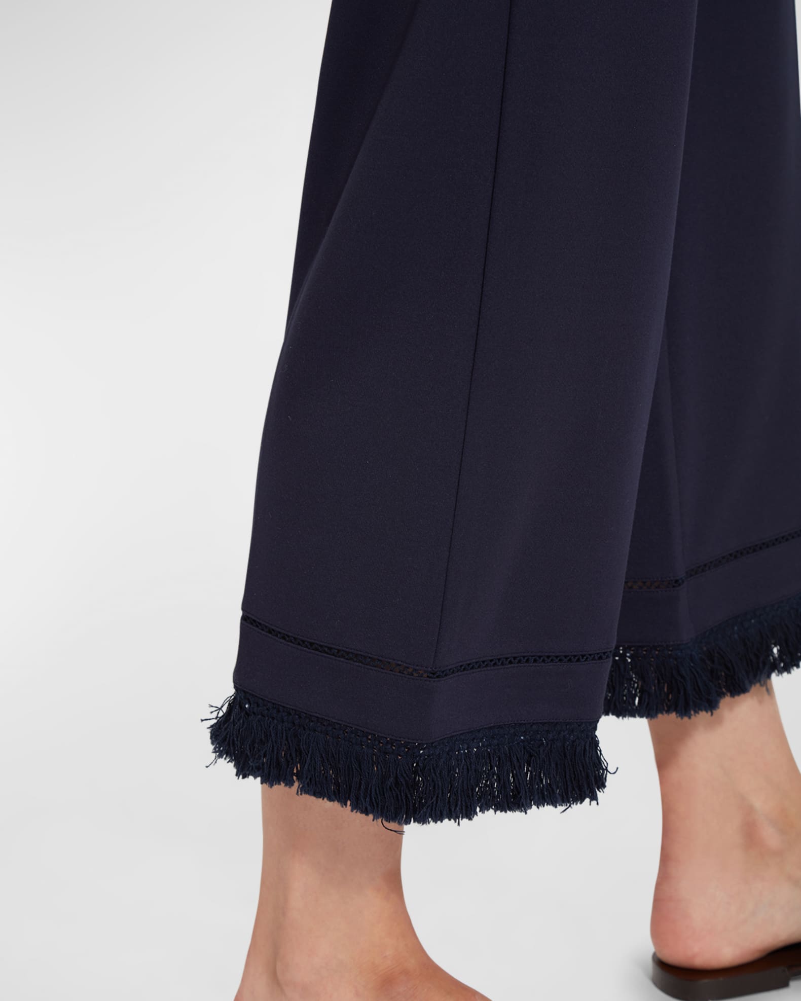 Lysse Coastal Cropped Fringe-Trim Pants | Neiman Marcus