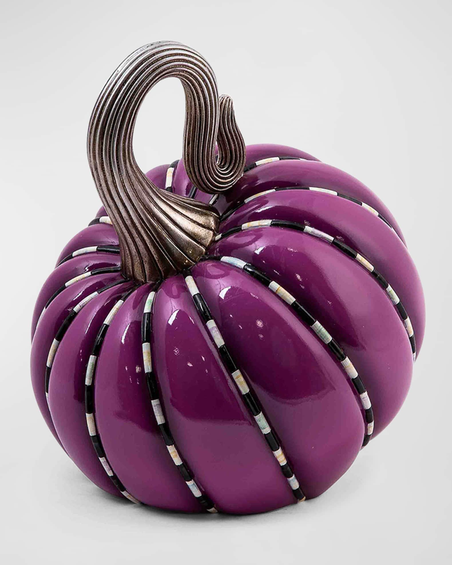 MacKenzie-Childs Halloween Plum Piped Pumpkin | Neiman Marcus