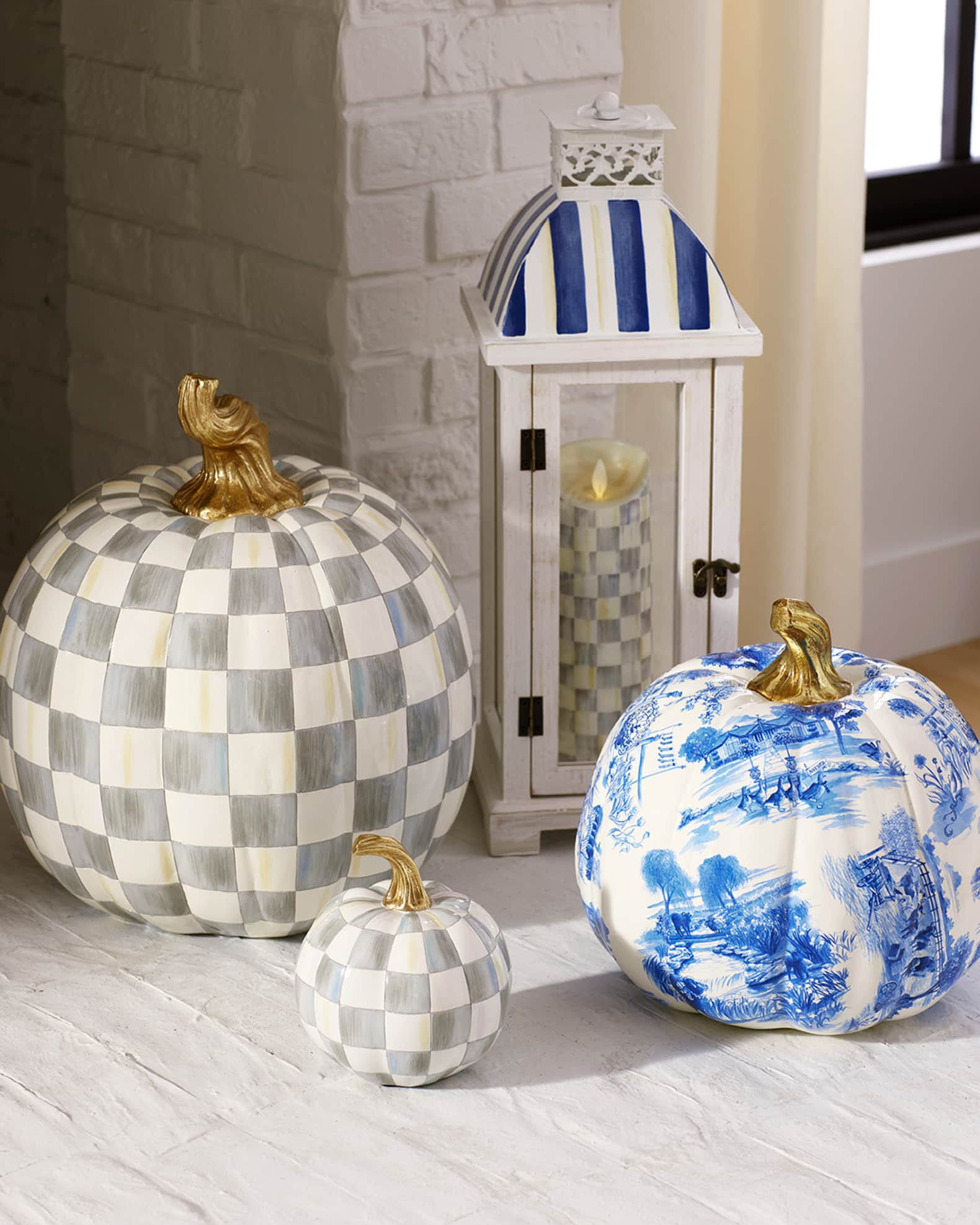 Sterling Check & Stripe Pumpkin Collection | Neiman Marcus