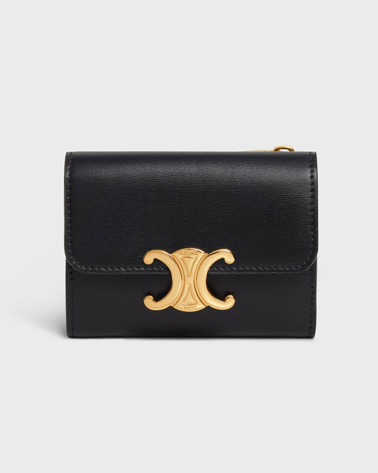 Celine Triomphe Calfskin Compact Wallet | Neiman Marcus