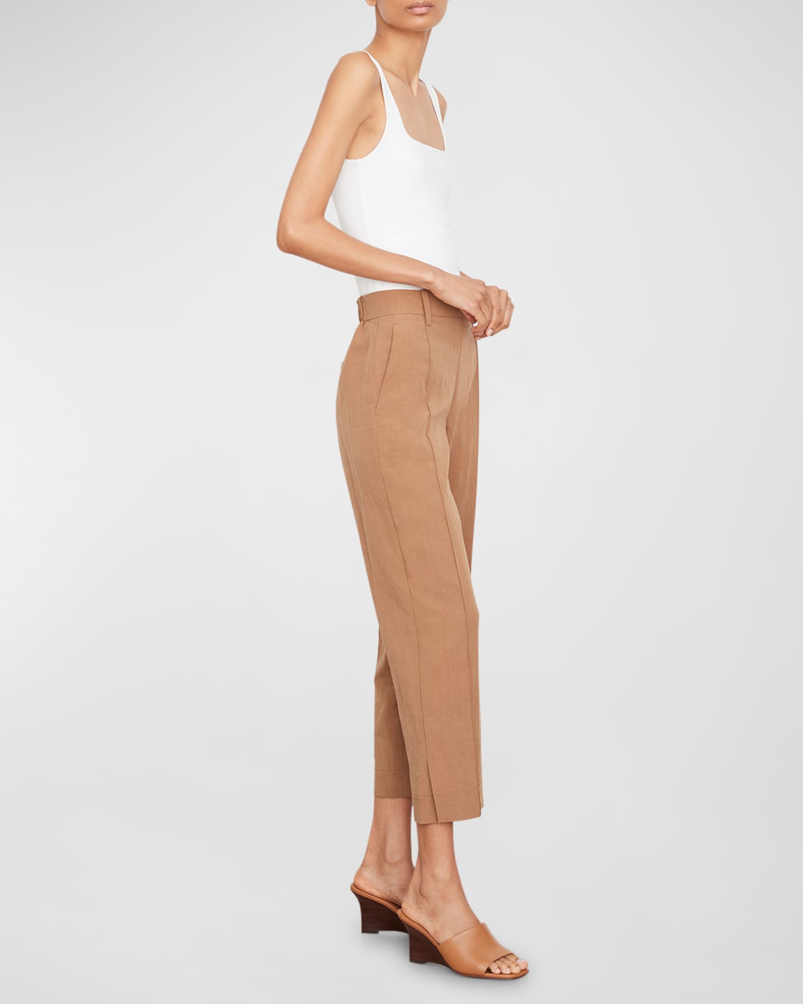Vince Mid-Rise Pleated Pull-On Pants | Neiman Marcus