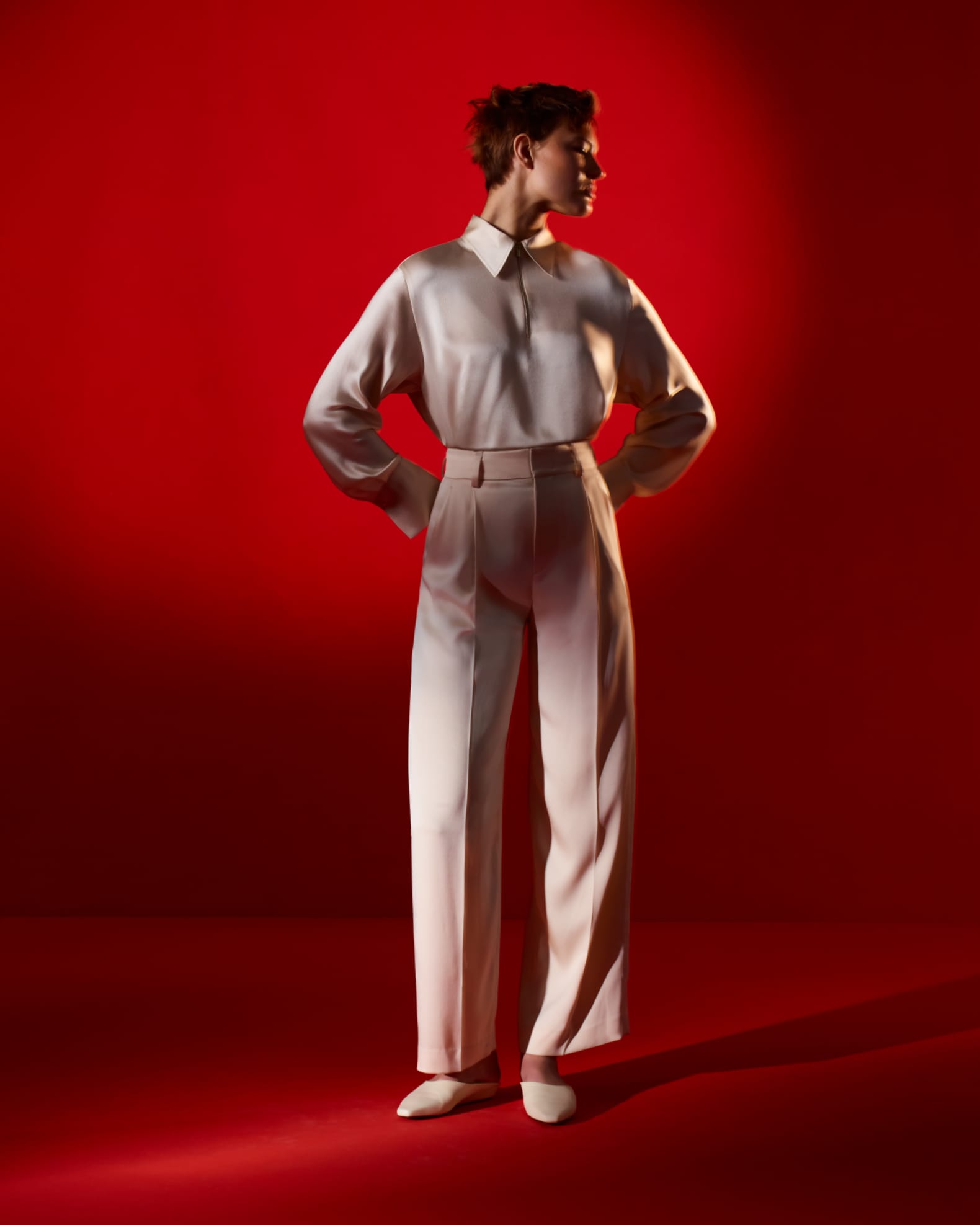 Vince Silk Satin Pleated Wide-Leg Pants | Neiman Marcus