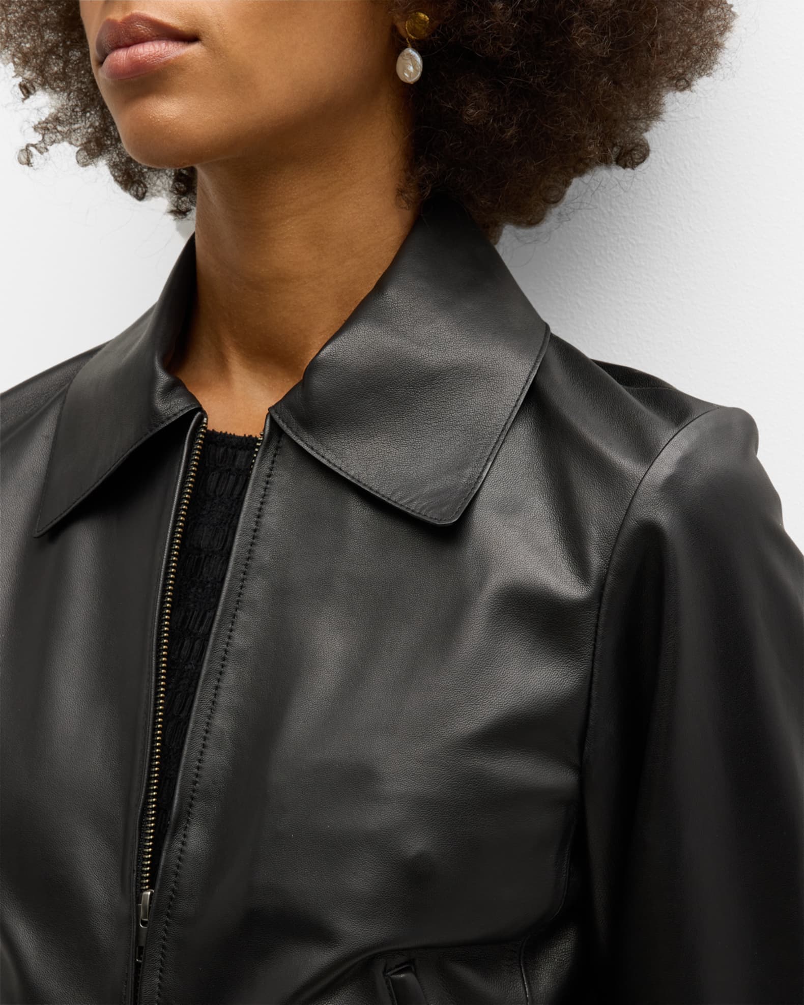 Vince Zip-Front Leather Jacket | Neiman Marcus