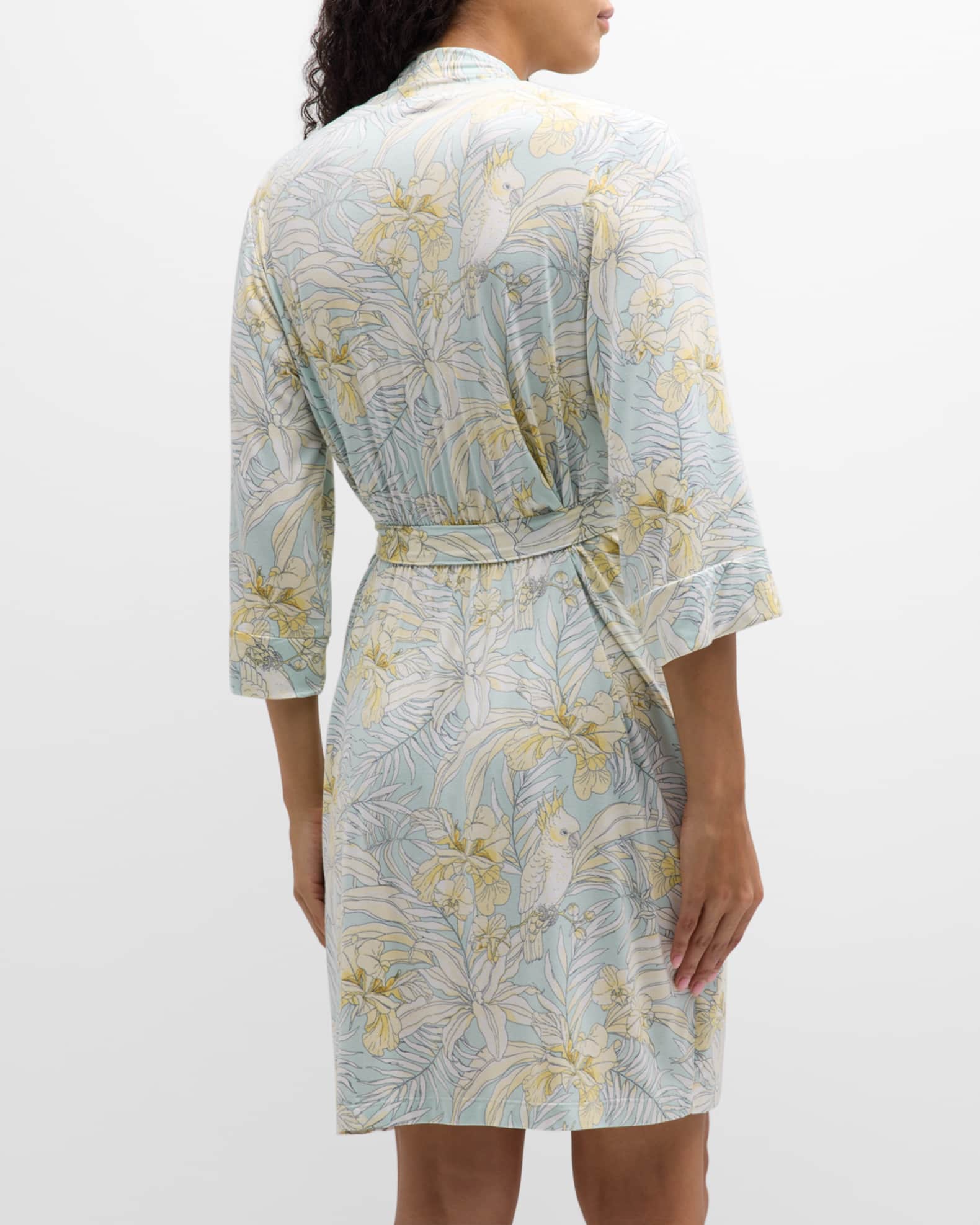 PJ Salvage Cocktail Hour Botanical-Print Robe | Neiman Marcus