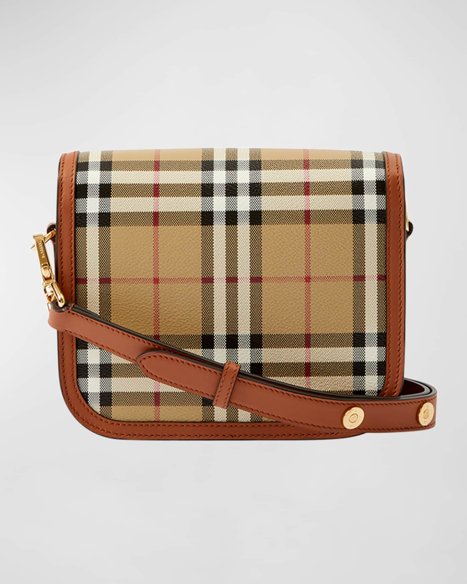 Burberry Elizabeth Small Check Saddle Crossbody Bag | Neiman Marcus