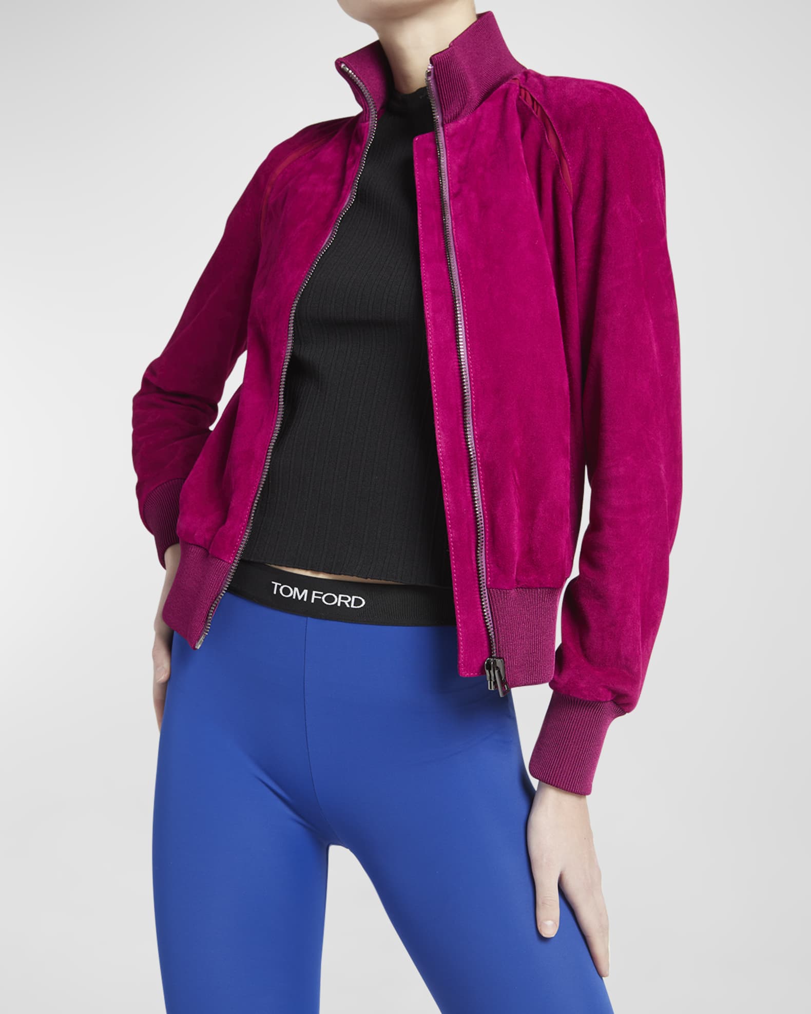 TOM FORD Suede Buffalo Leather Bomber Jacket | Neiman Marcus