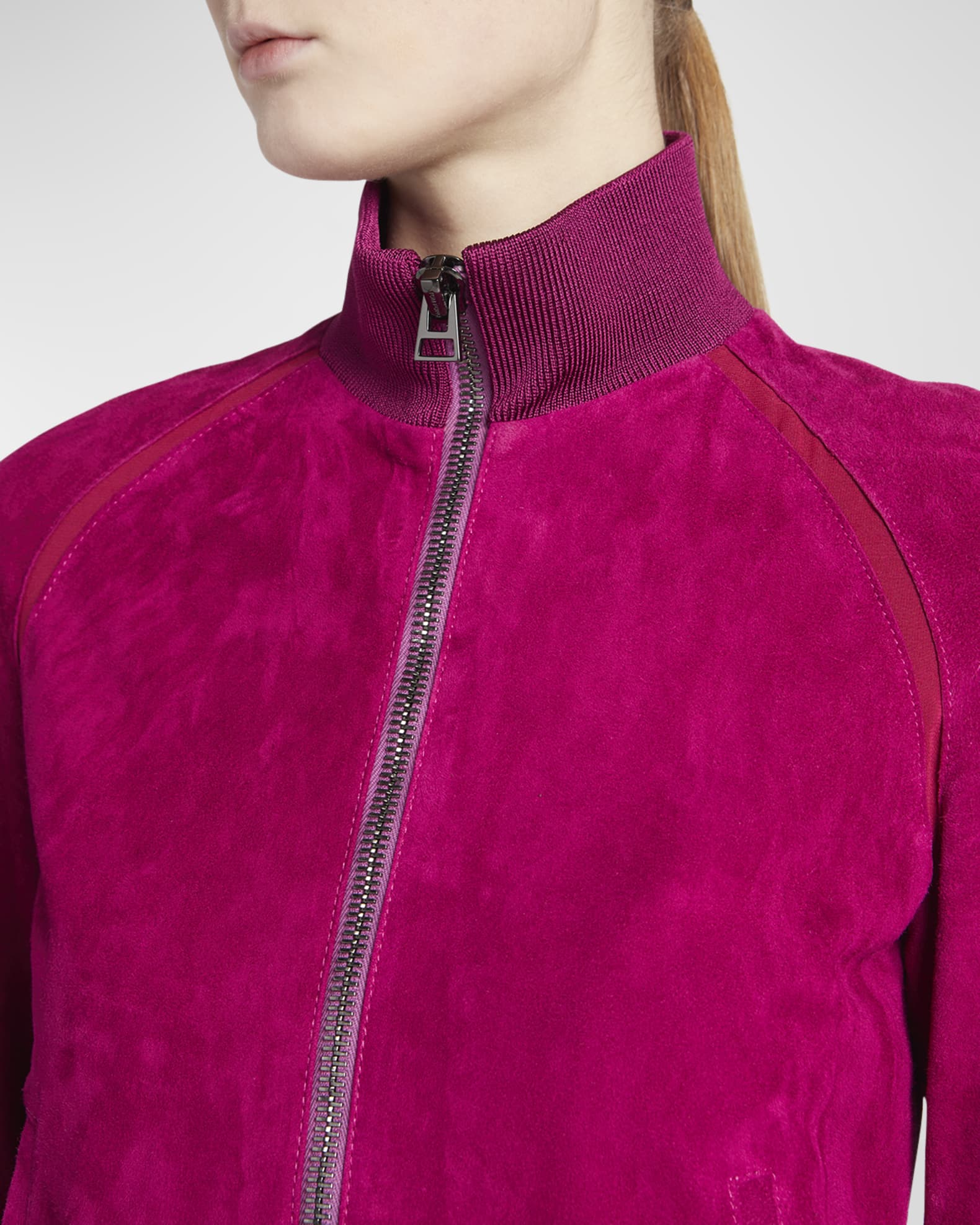 TOM FORD Suede Buffalo Leather Bomber Jacket | Neiman Marcus