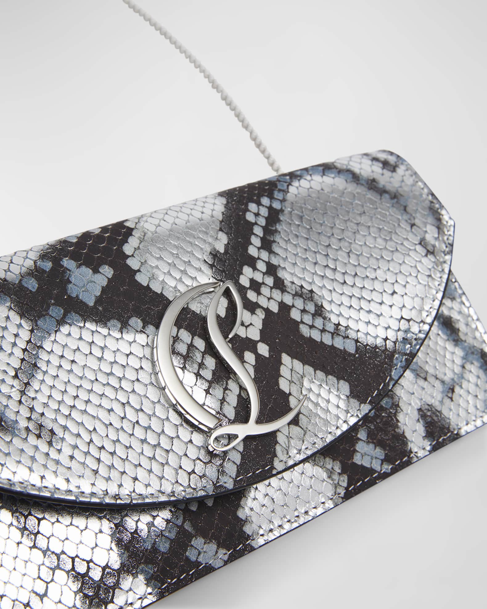 Christian Louboutin Loubi54 Metallic Snake-Print Clutch Bag | Neiman Marcus