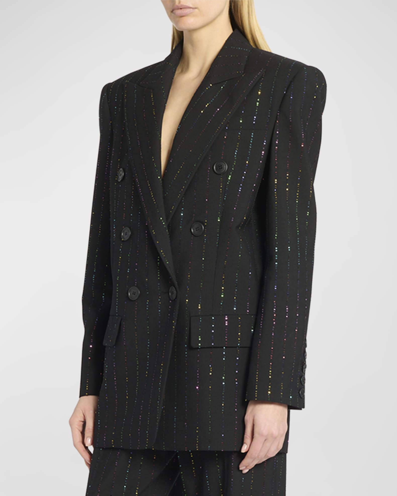 Alexandre Vauthier Sequin Pinstripe Long Oversized Blazer Jacket ...