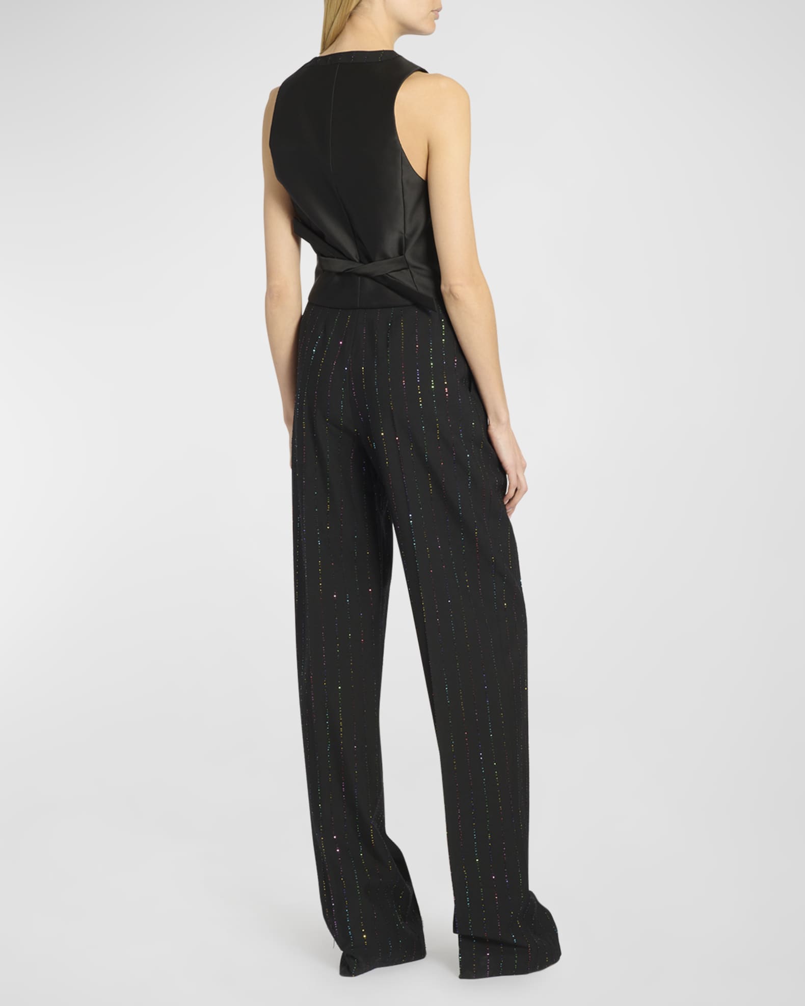 Alexandre Vauthier Sequin Embroidered Pinstripe Wide-Leg Pants | Neiman ...