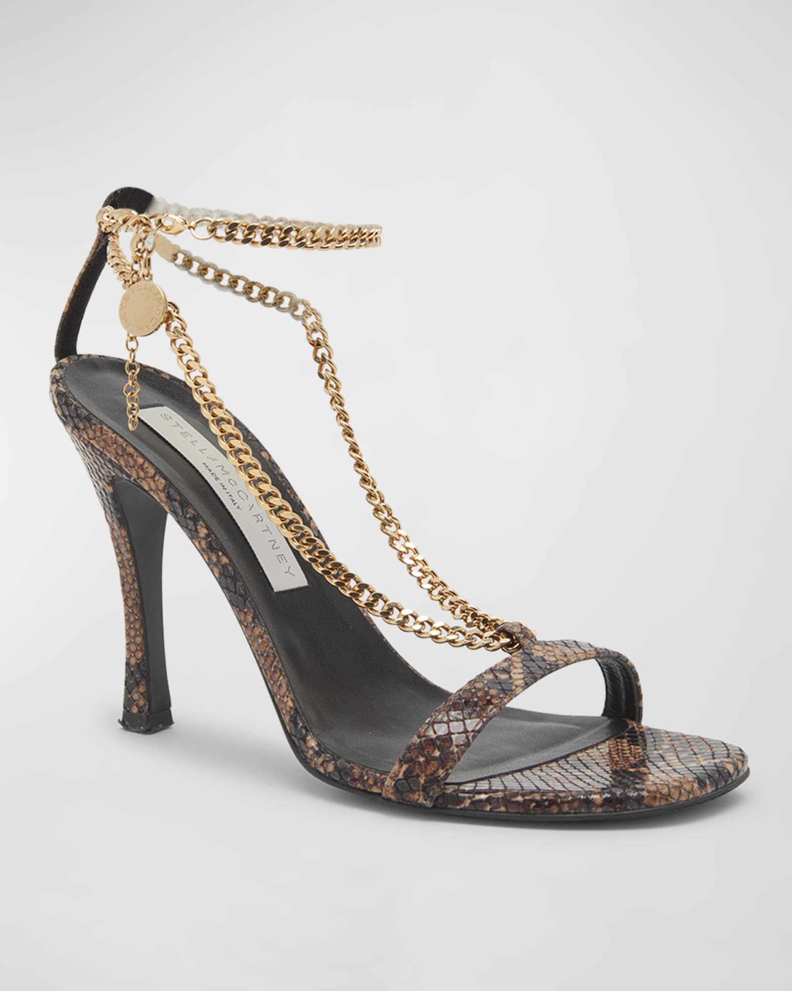 Stella McCartney Stella 100 Recycled Snake-Print Chain-Strap Sandals ...