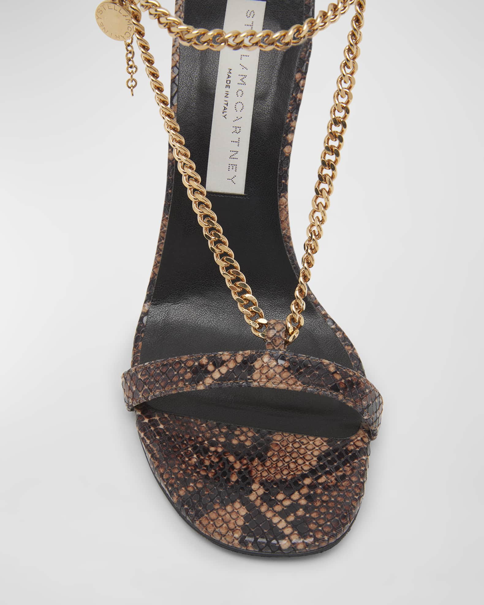 Stella McCartney Stella 100 Recycled Snake-Print Chain-Strap Sandals ...