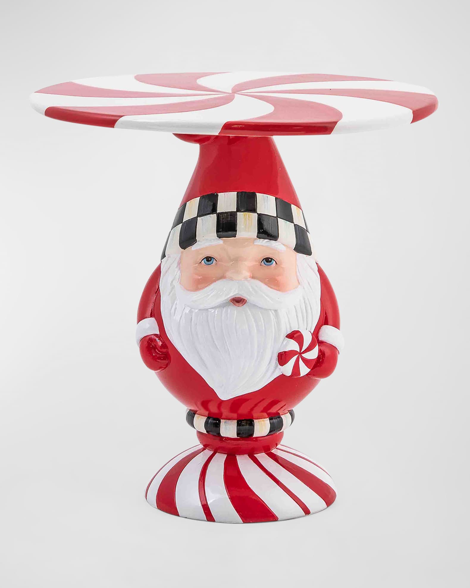 MacKenzie-Childs Peppermint Santa Pedestal Platter | Neiman Marcus